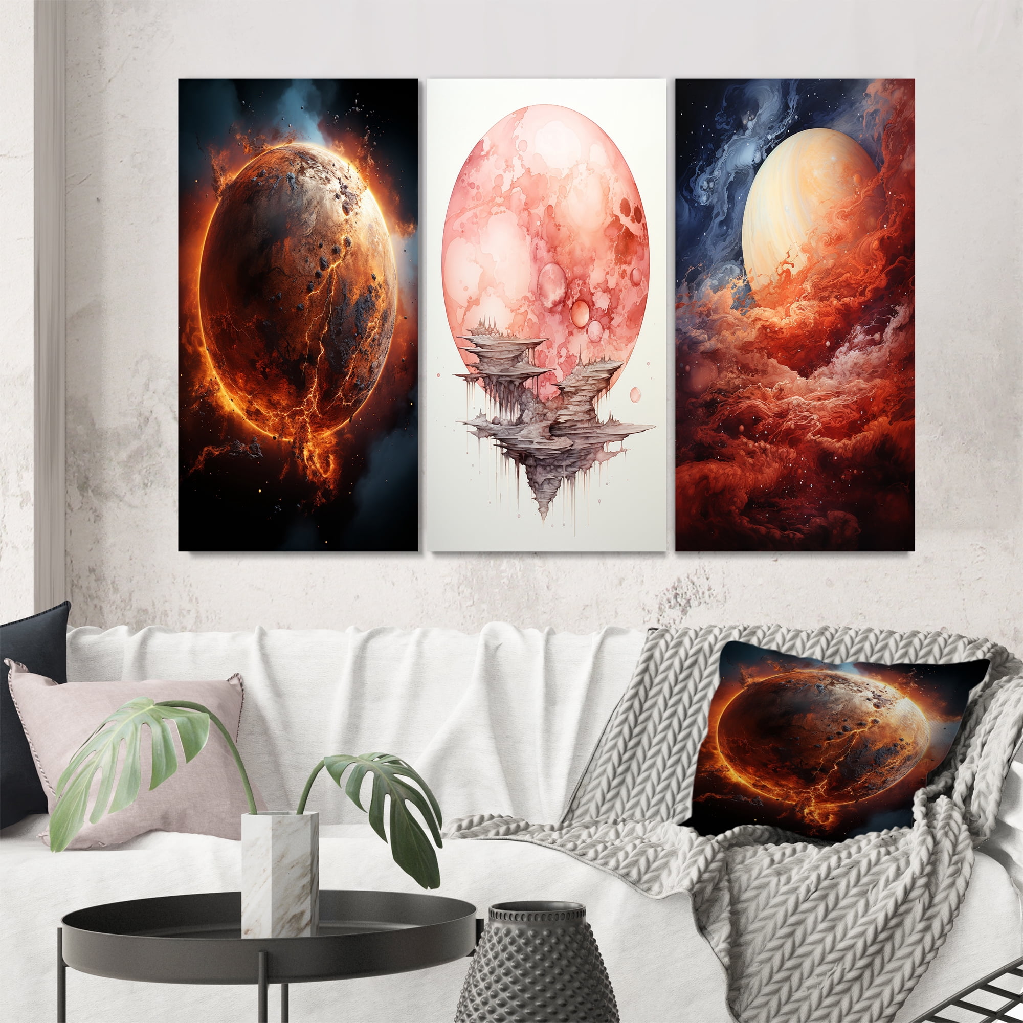 Designart "Rusty Martian Landscape Red Planet Mars I" Mars Wall Art Set ...
