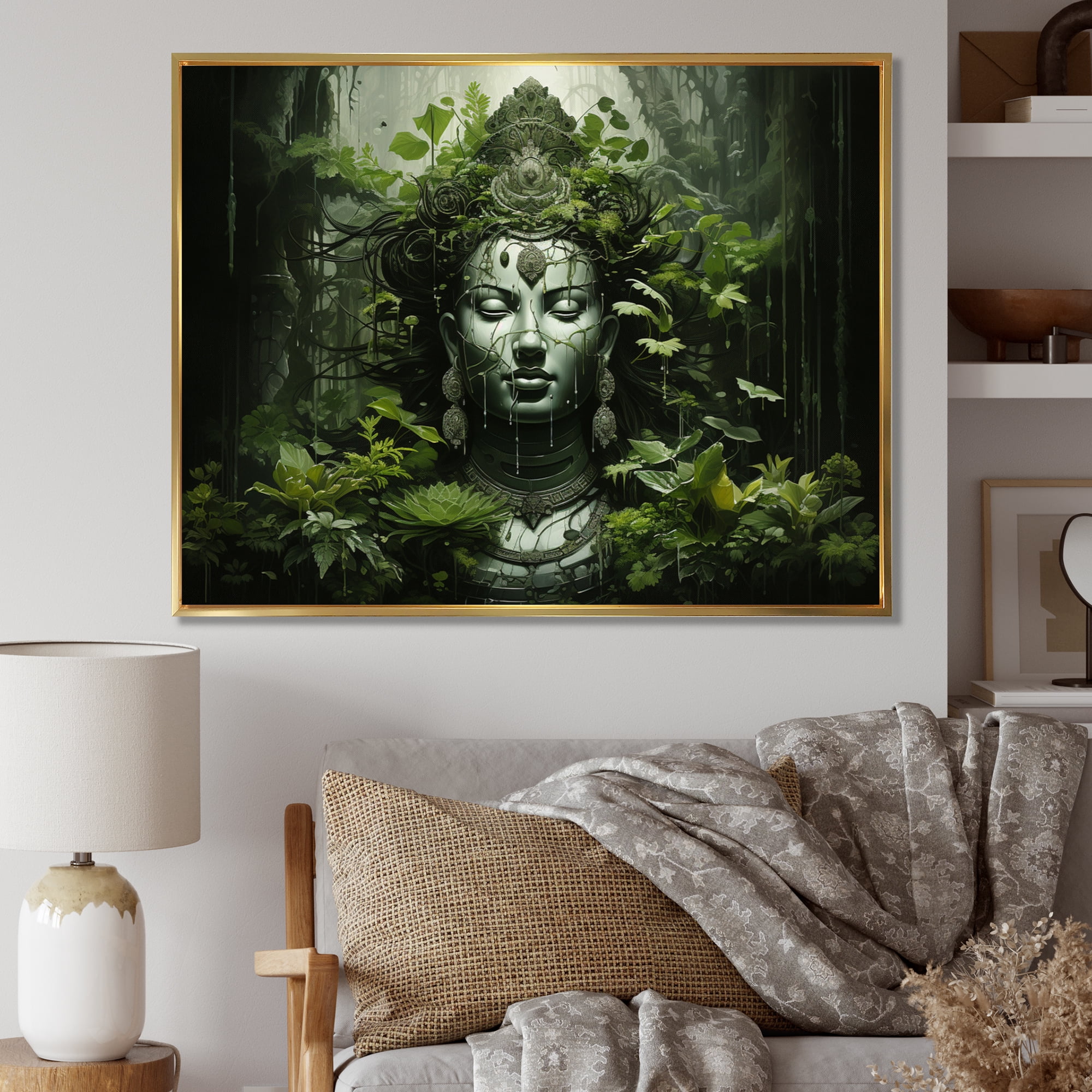 Designart "Sacred Mantras of Buddhism II" Spiritual Floater Framed Wall ...