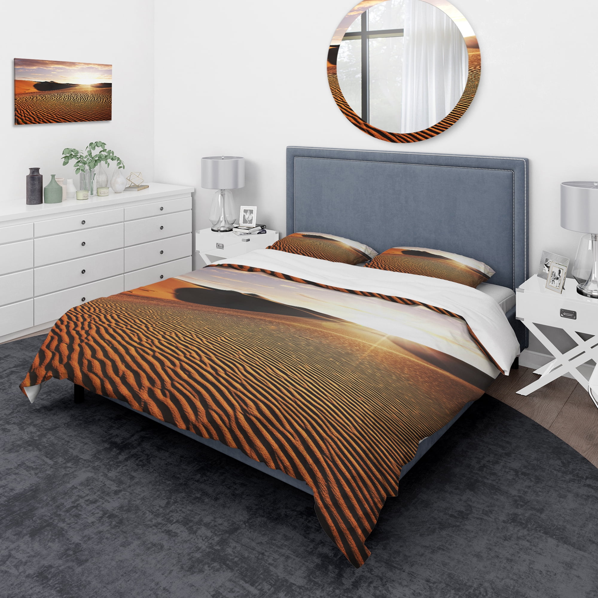Free Shipping! Designart Sahara Desert Sunset Duvet Cover Set King ...
