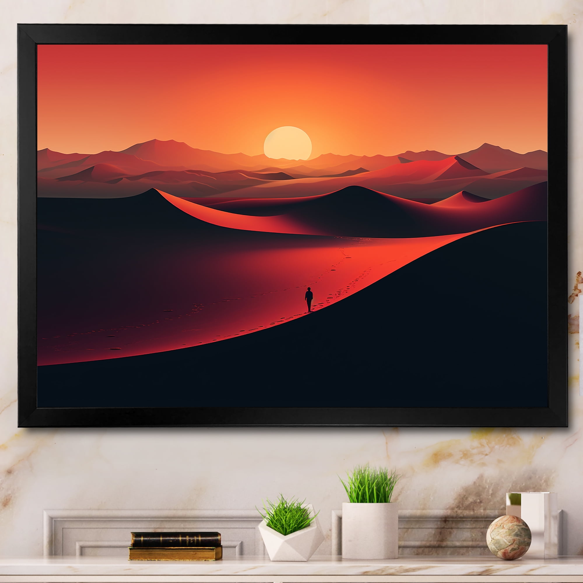 Designart "Sahara Sunset Stroll IV" Landscapes Framed Wall Art Decor ...