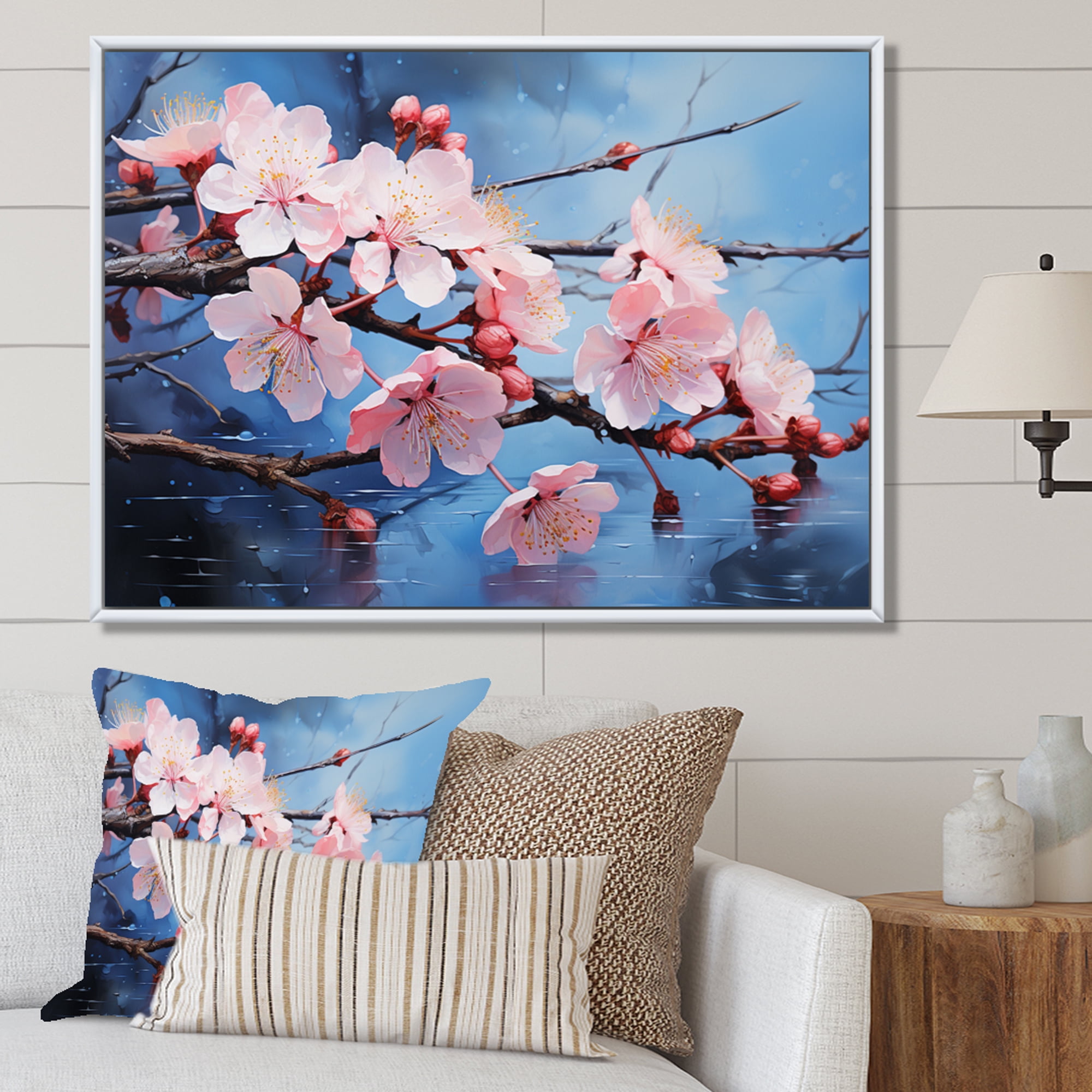 Designart "Sakura Dream Japon Art in Pink and Blue II" Japan Art ...
