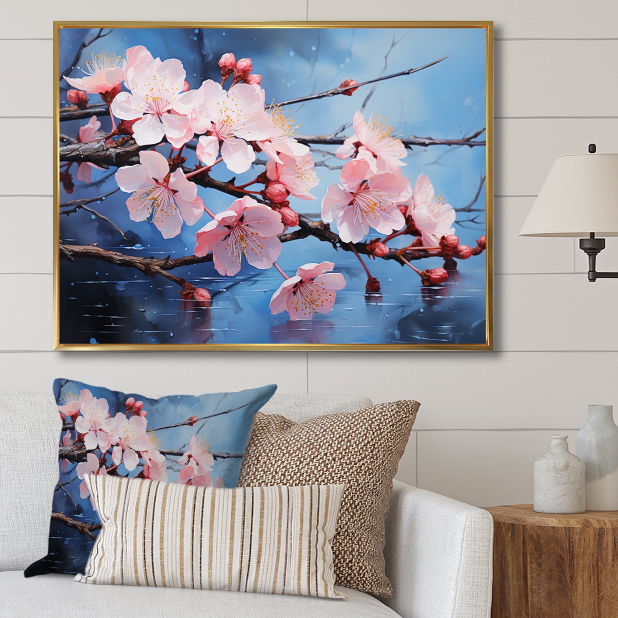 Designart "Sakura Dream Japon Art in Pink and Blue II" Japan Art ...