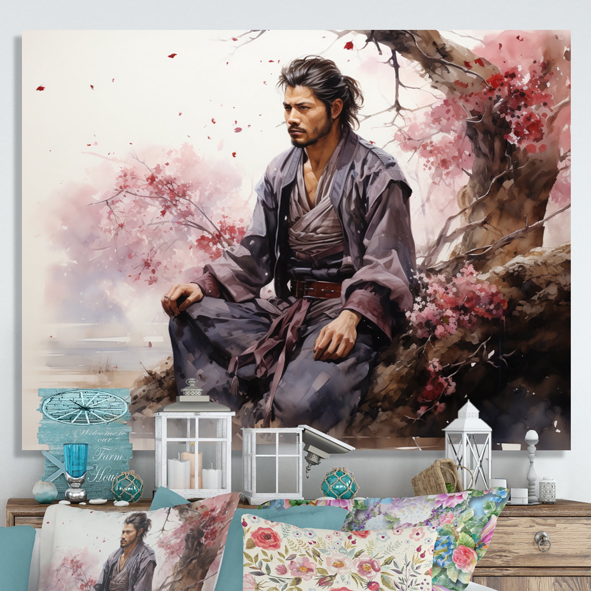 Designart "Samurais Resolve Asian Painting V" Asian Wall Art Living ...