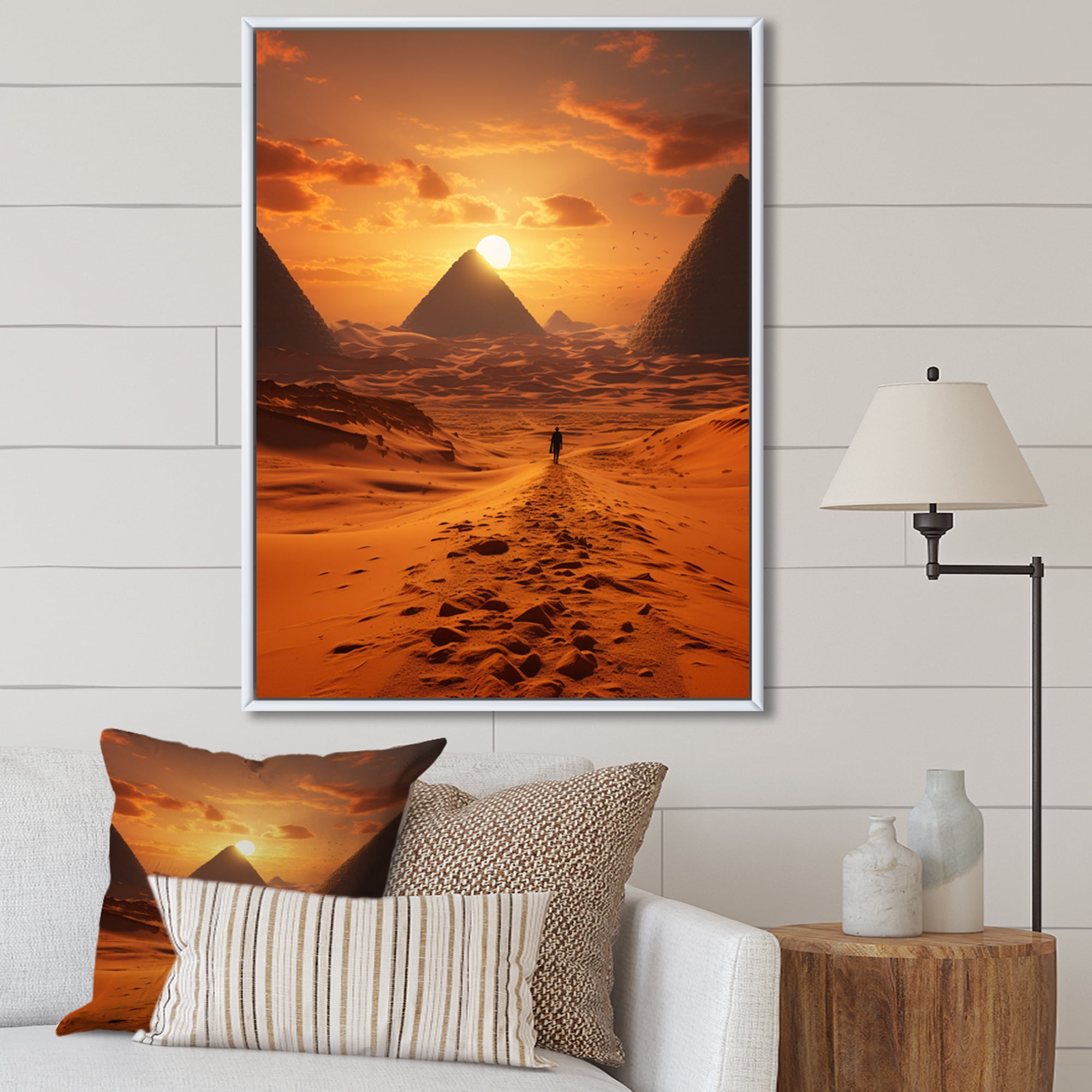 Designart "Sands Desert Egypt Ancient painting I" Egypt Floater Framed ...