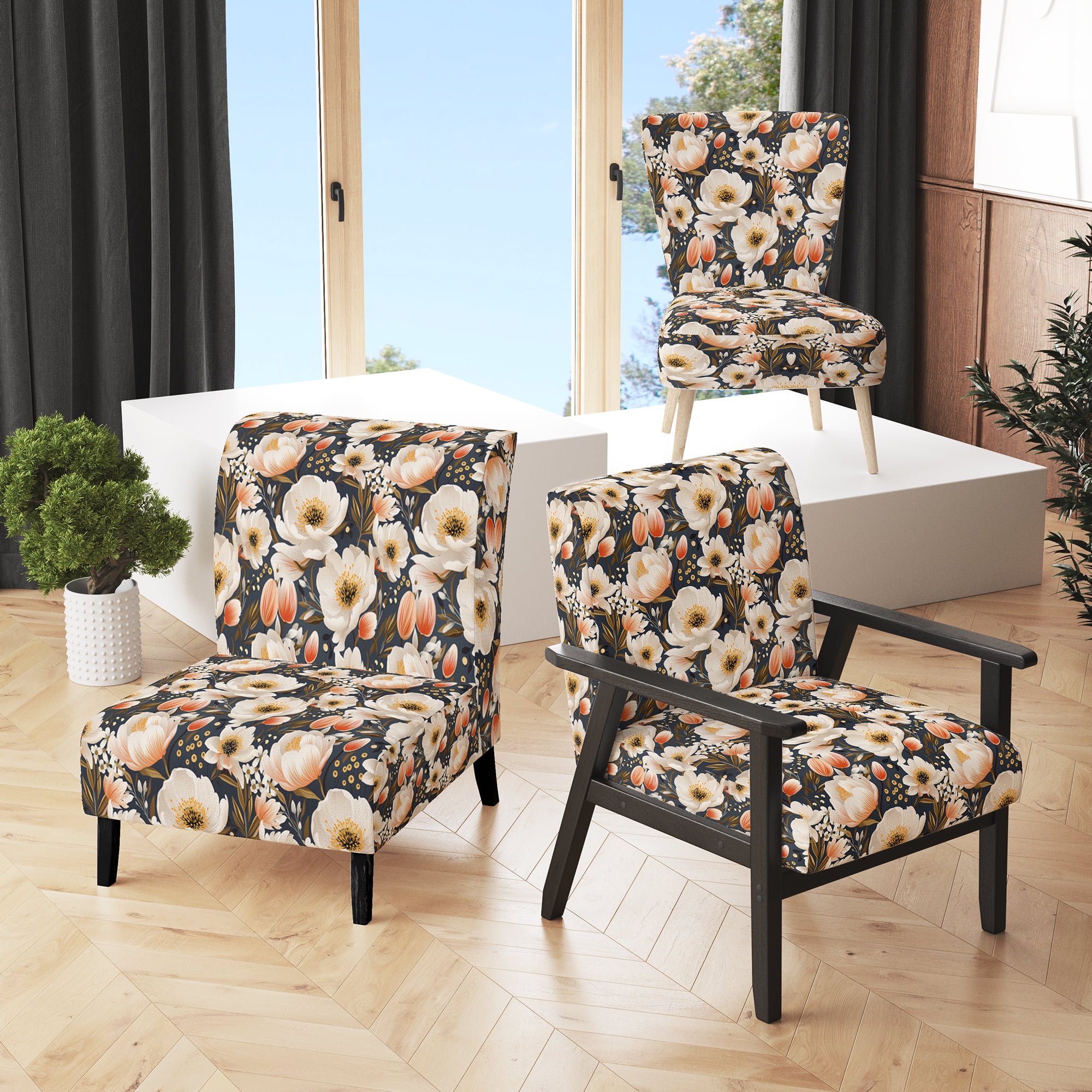 Designart "Sandy Beach Floral Sophistication I" Beige Floral ...