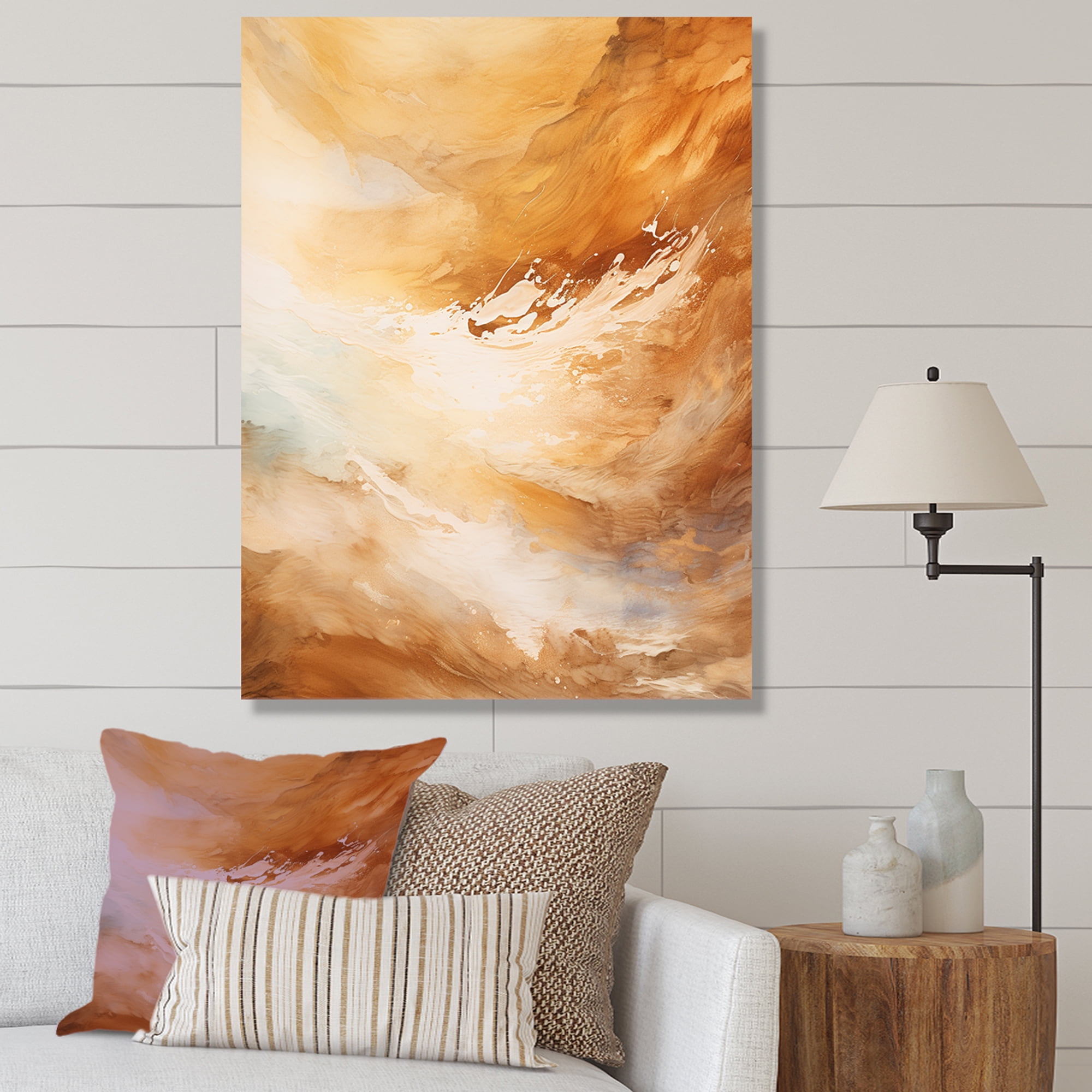 Designart "Sandy Horizon With Beige Clouds I" Clouds Wall Decor ...