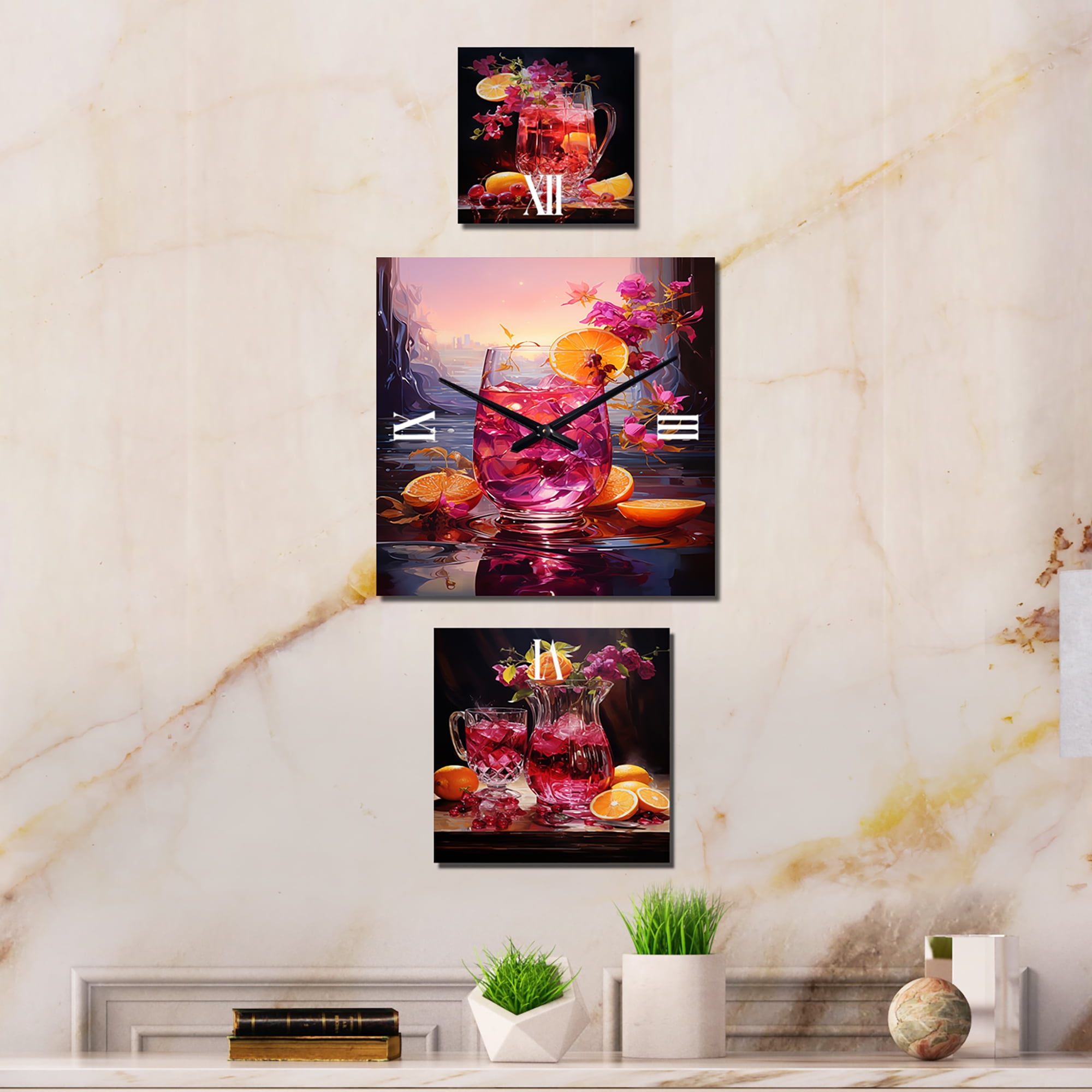 Designart "Sangria Under the Sunset" Cocktails Oversized Traditional ...