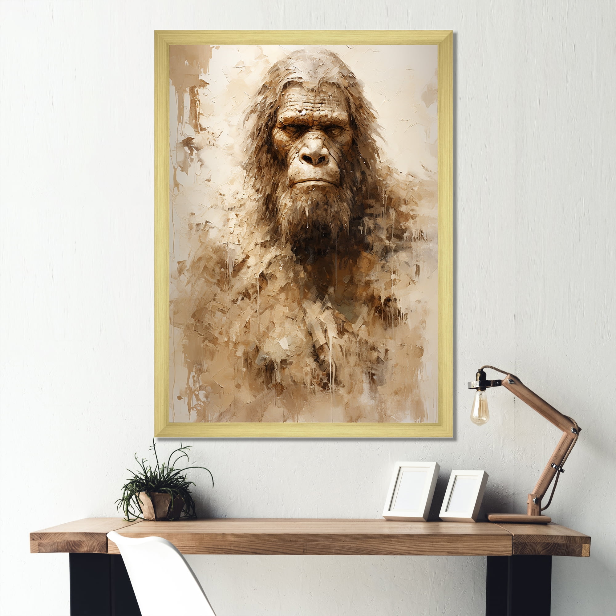 Designart "Sasquatch Likeness IV" Bigfoot Picture Framed Wall Art ...