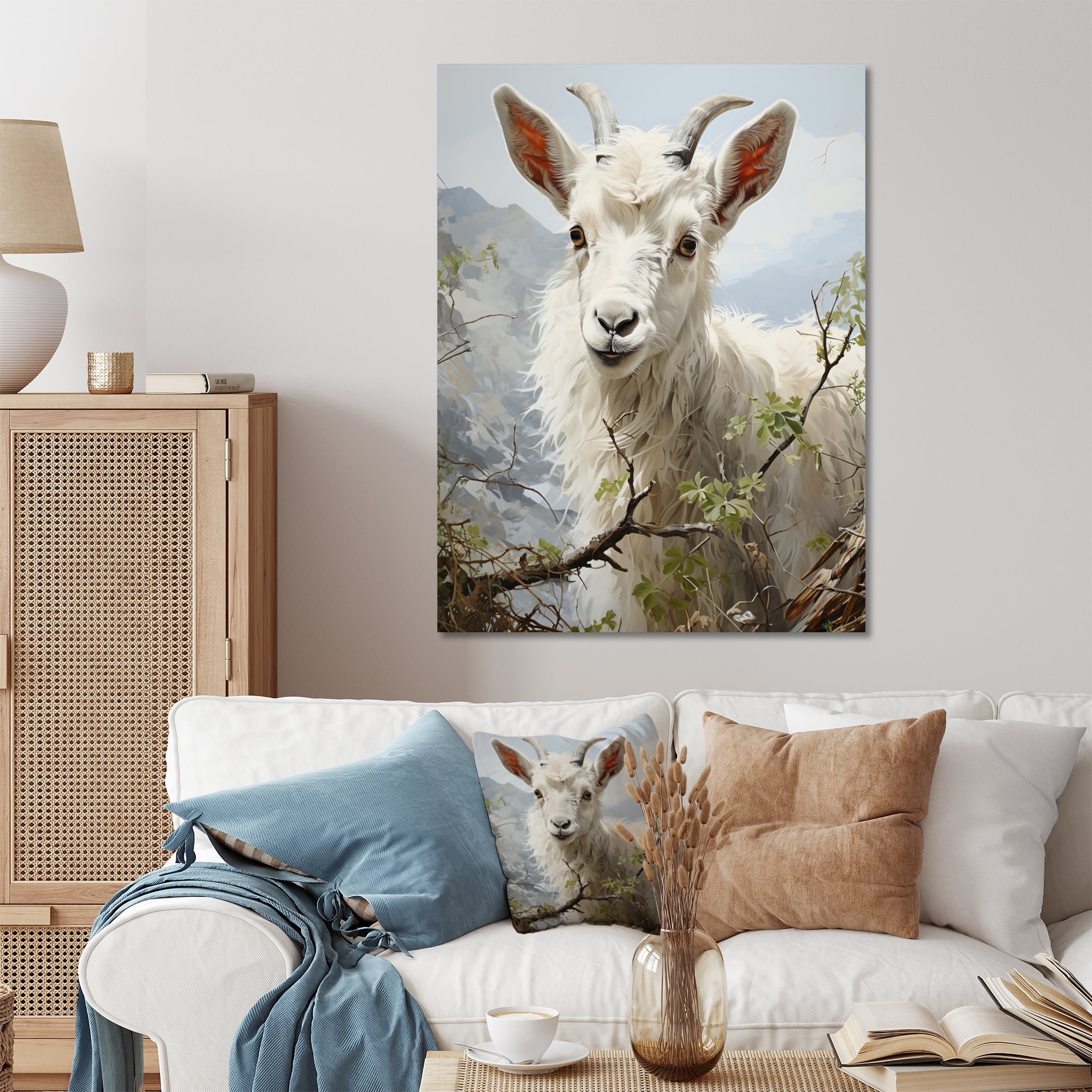 Designart "Satisfied Goat I" Animals Goat Metal Wall Art Prints ...