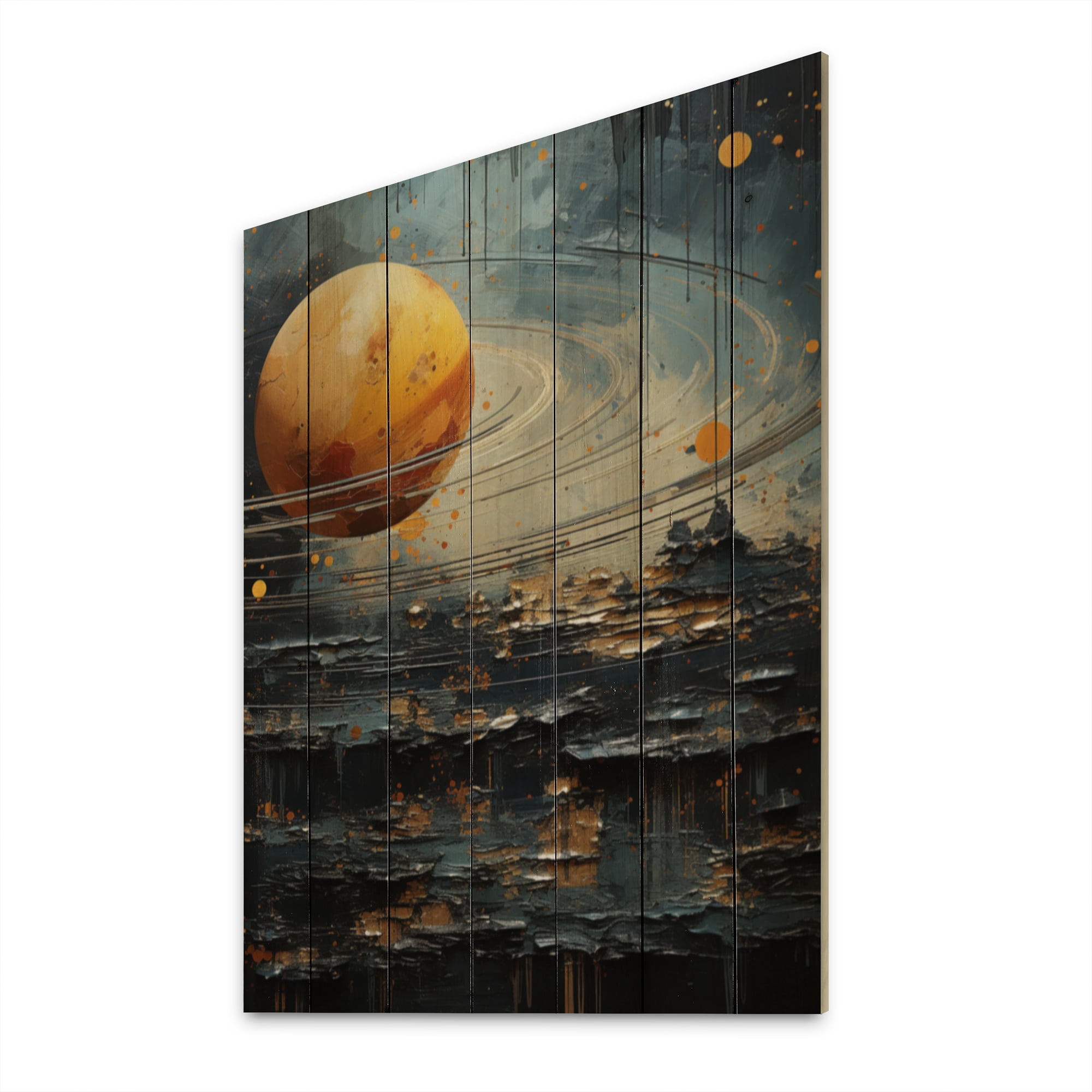 Designart "Saturn s Sonata Neptune in Yellow and Black III" Neptune ...