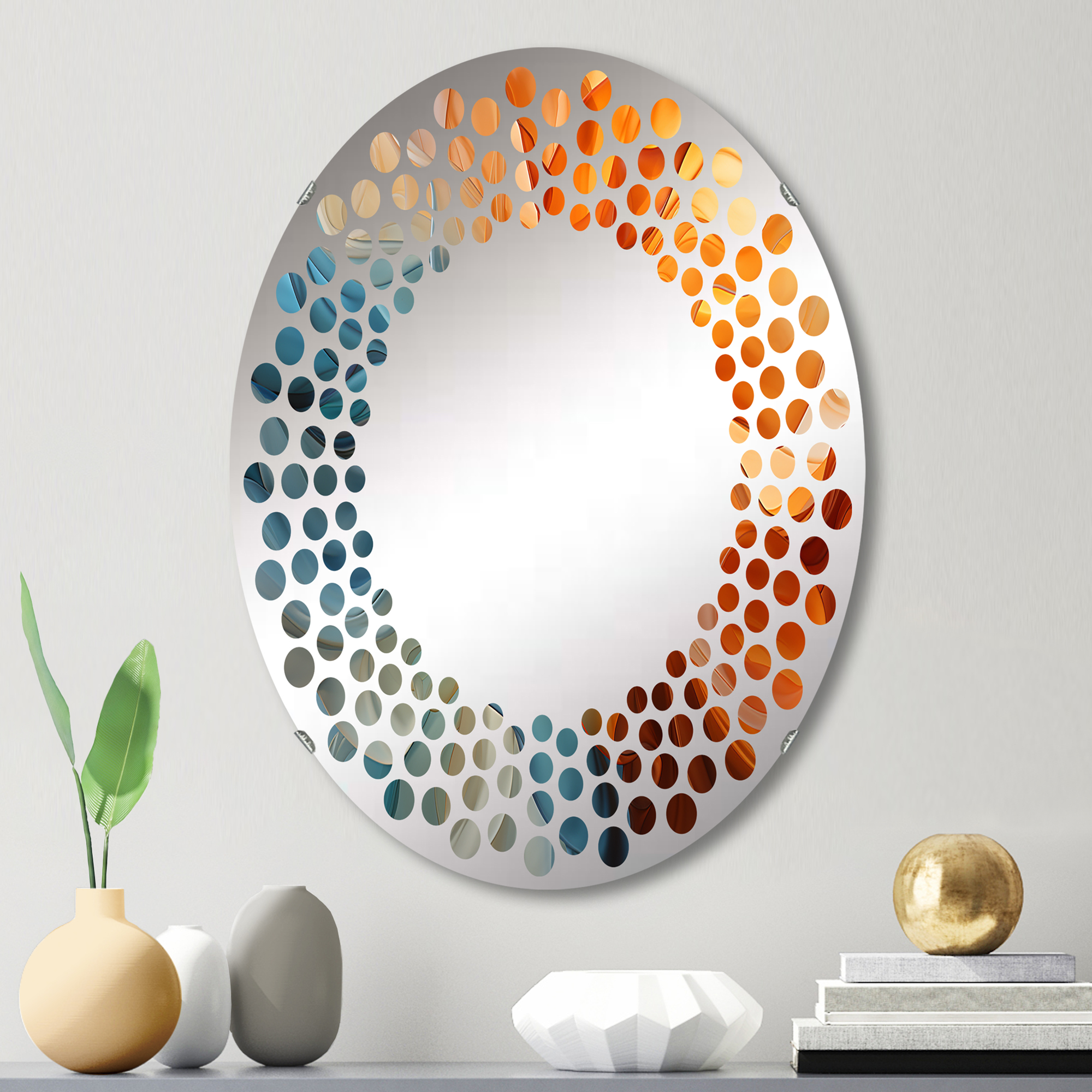 Designart "Savoring the Abstract Whirlwind I" Pasta Polka Dot Round ...