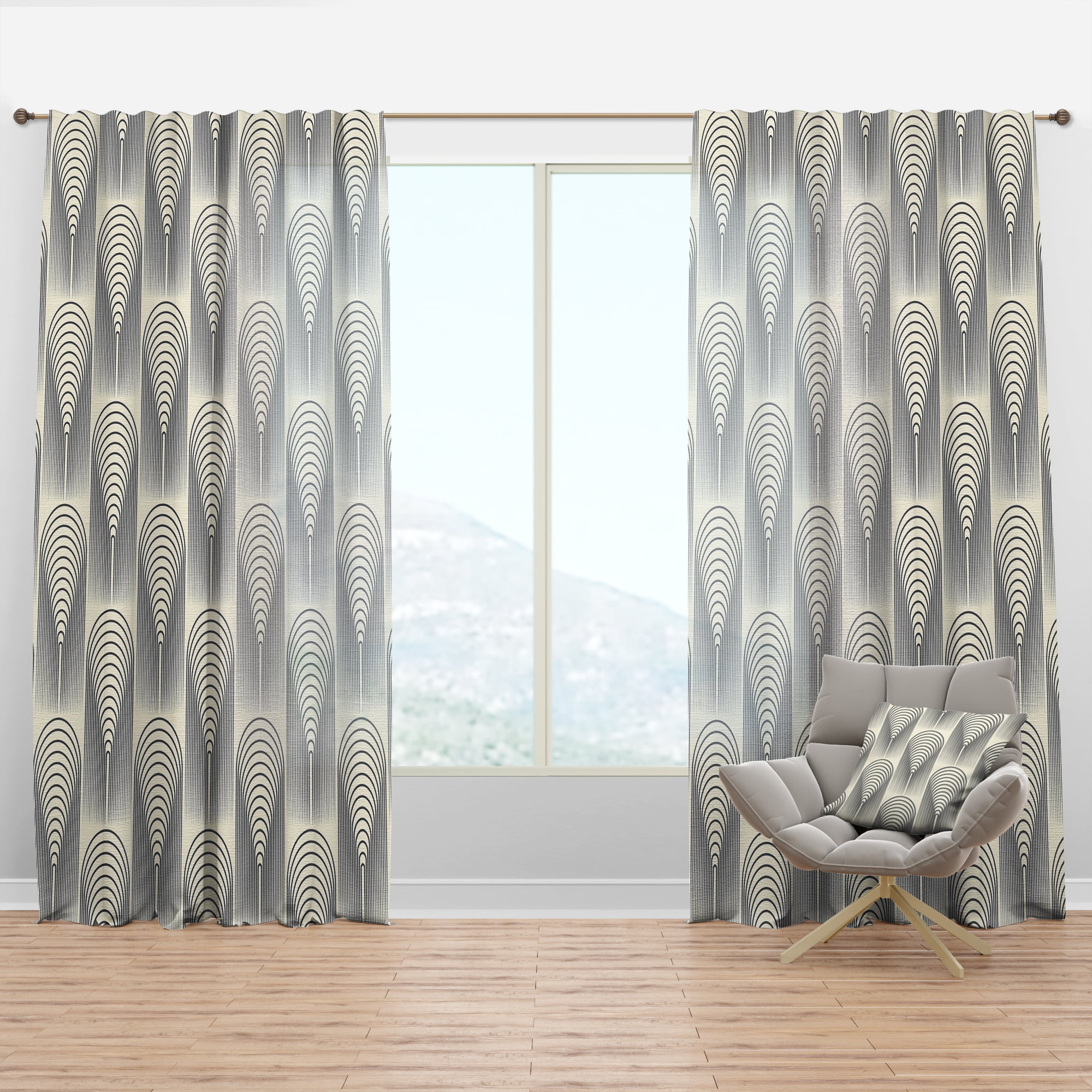 Designart 'Scandinavian Pattern II' Mid-Century Modern Curtain Panel ...
