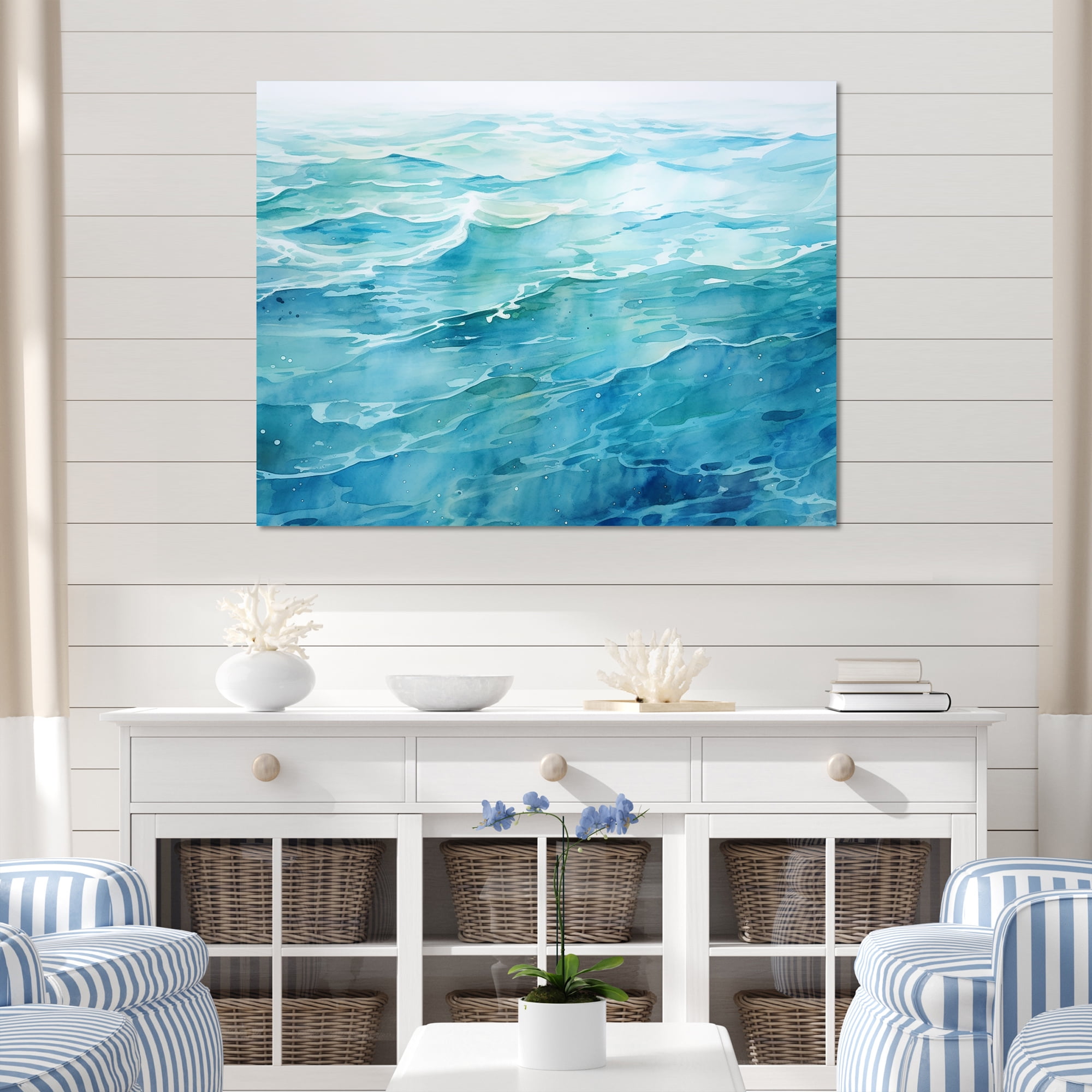 Designart "Scenic Blue Ocean In Motion VI" Ocean Canvas Prints ...