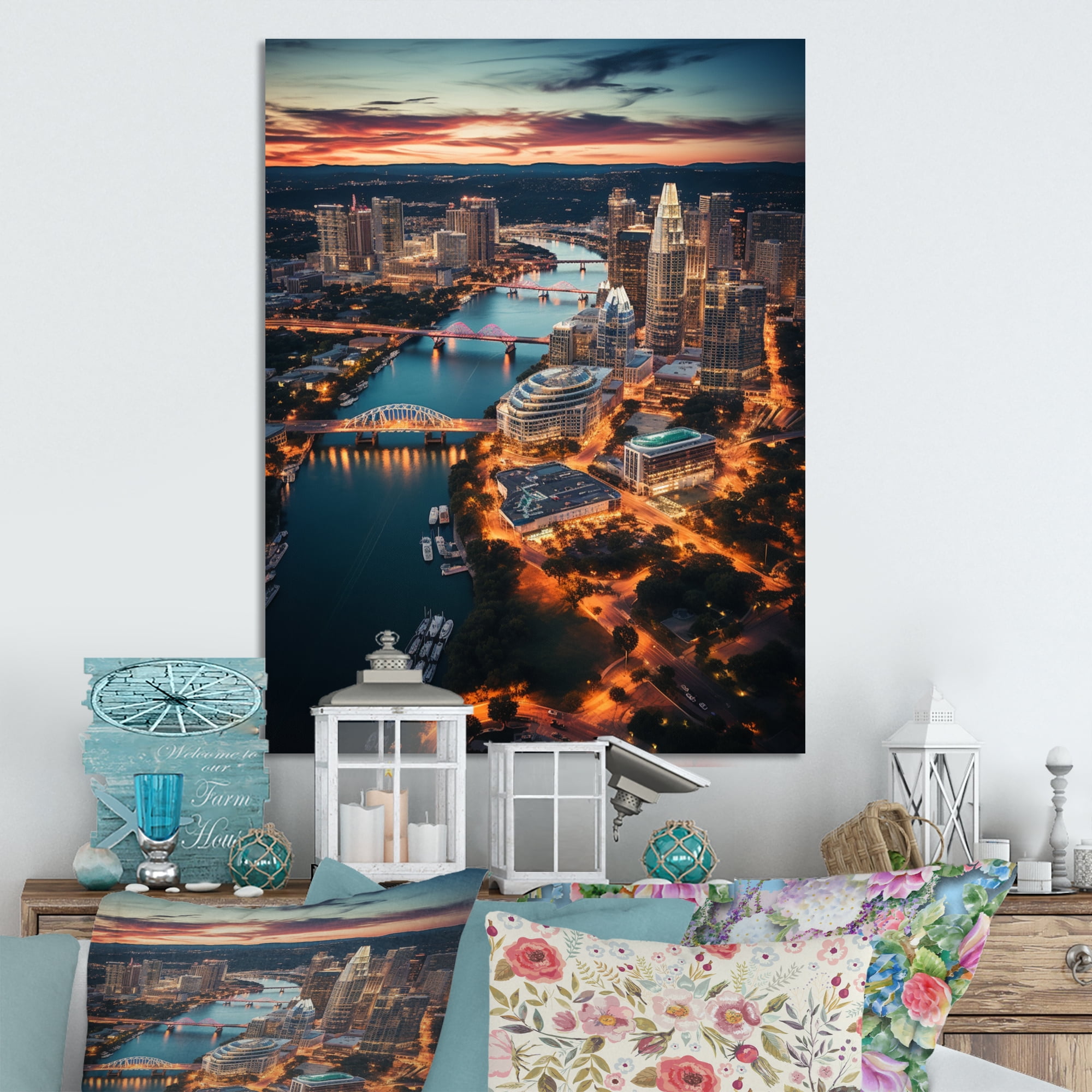 Designart "Scenic Spot in Austin s Beautiful Cityscape I" Cityscapes ...