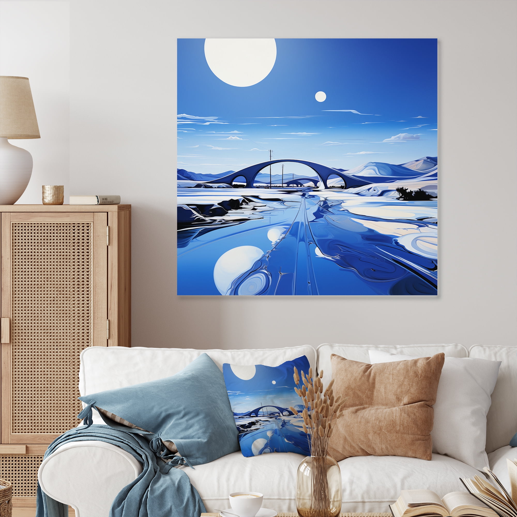 Designart "Scenic Views of a Modern Blue Bridge II" Architecture Metal ...
