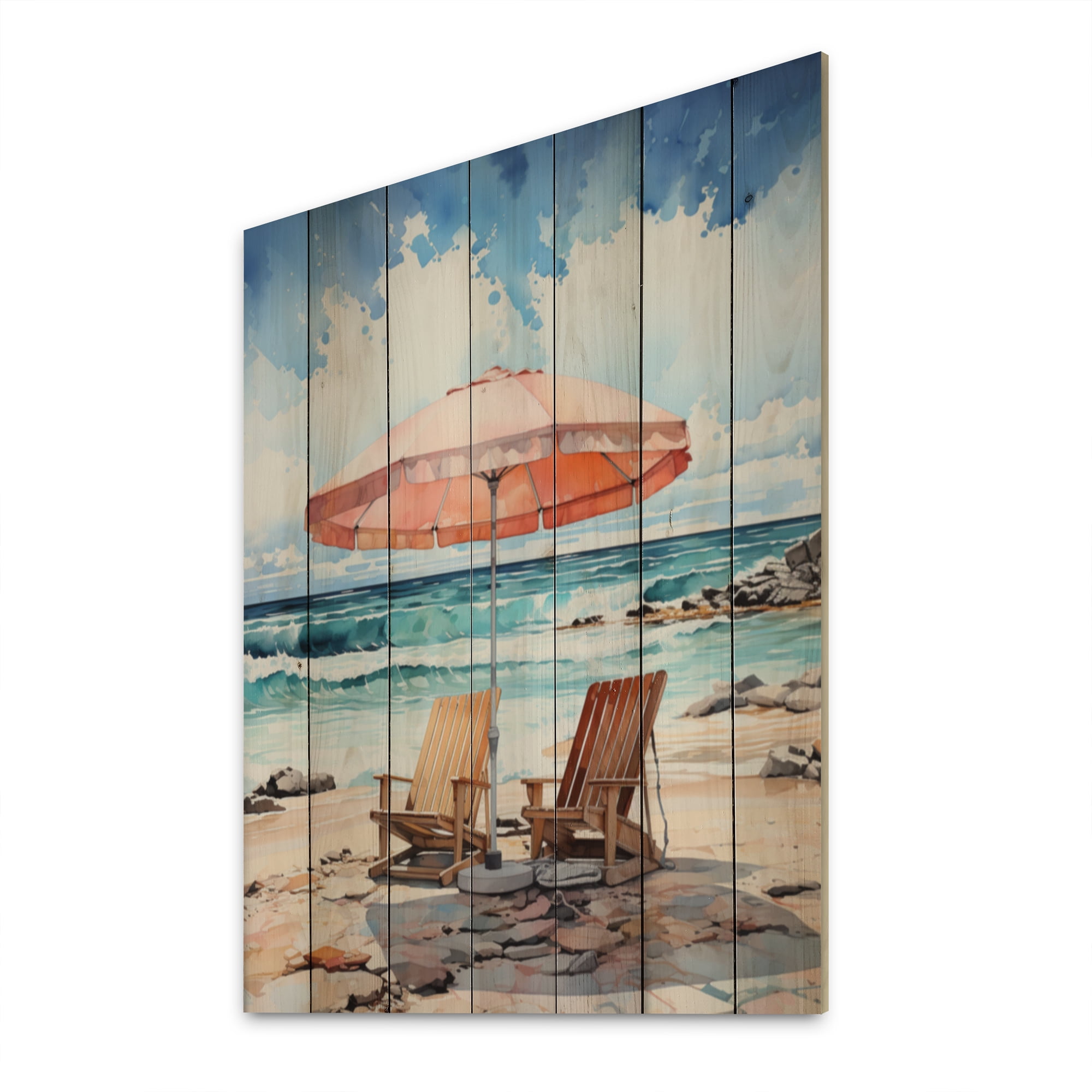 Designart "Scenic Vintage Beach Chairs I" Nautical & Beach Print on ...
