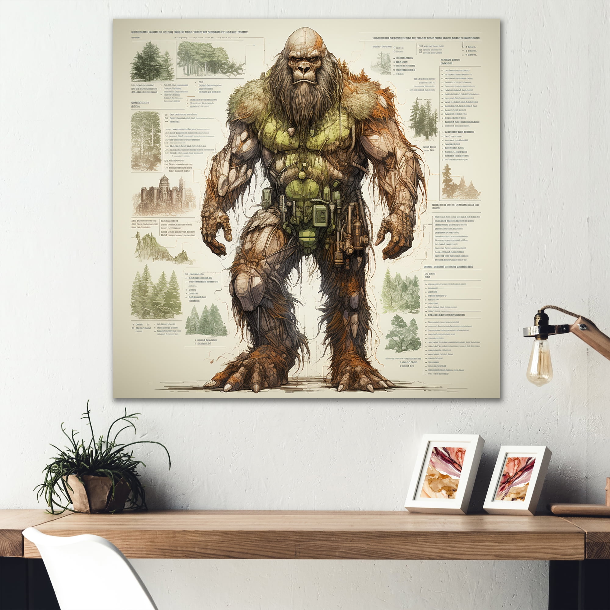 Designart "Schematic Sketch Sasquatch" Bigfoot Wall Decor - Walmart.com