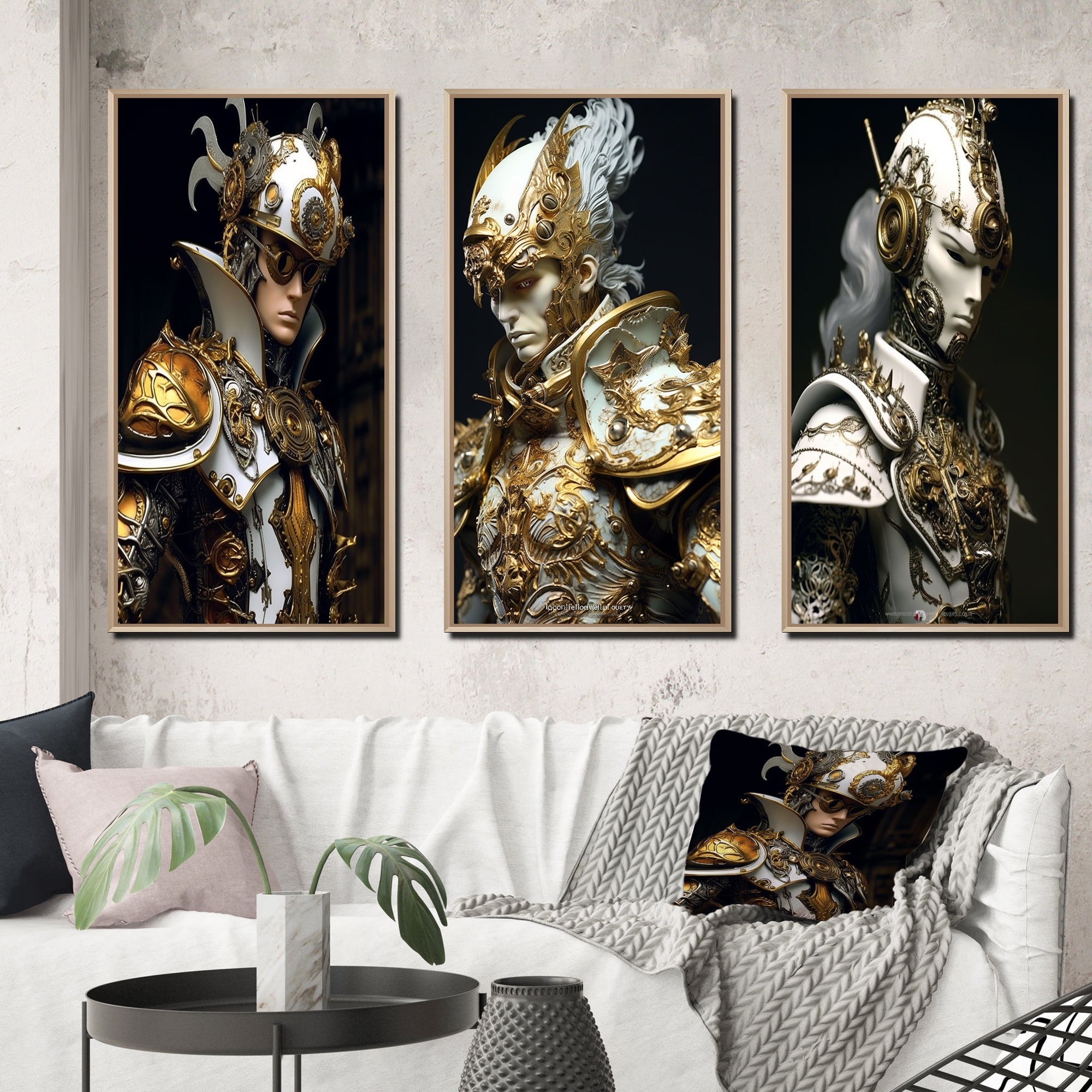 Designart "Sci-Fi Portrait Cyborg Soldier in White & Gold II" Robot ...