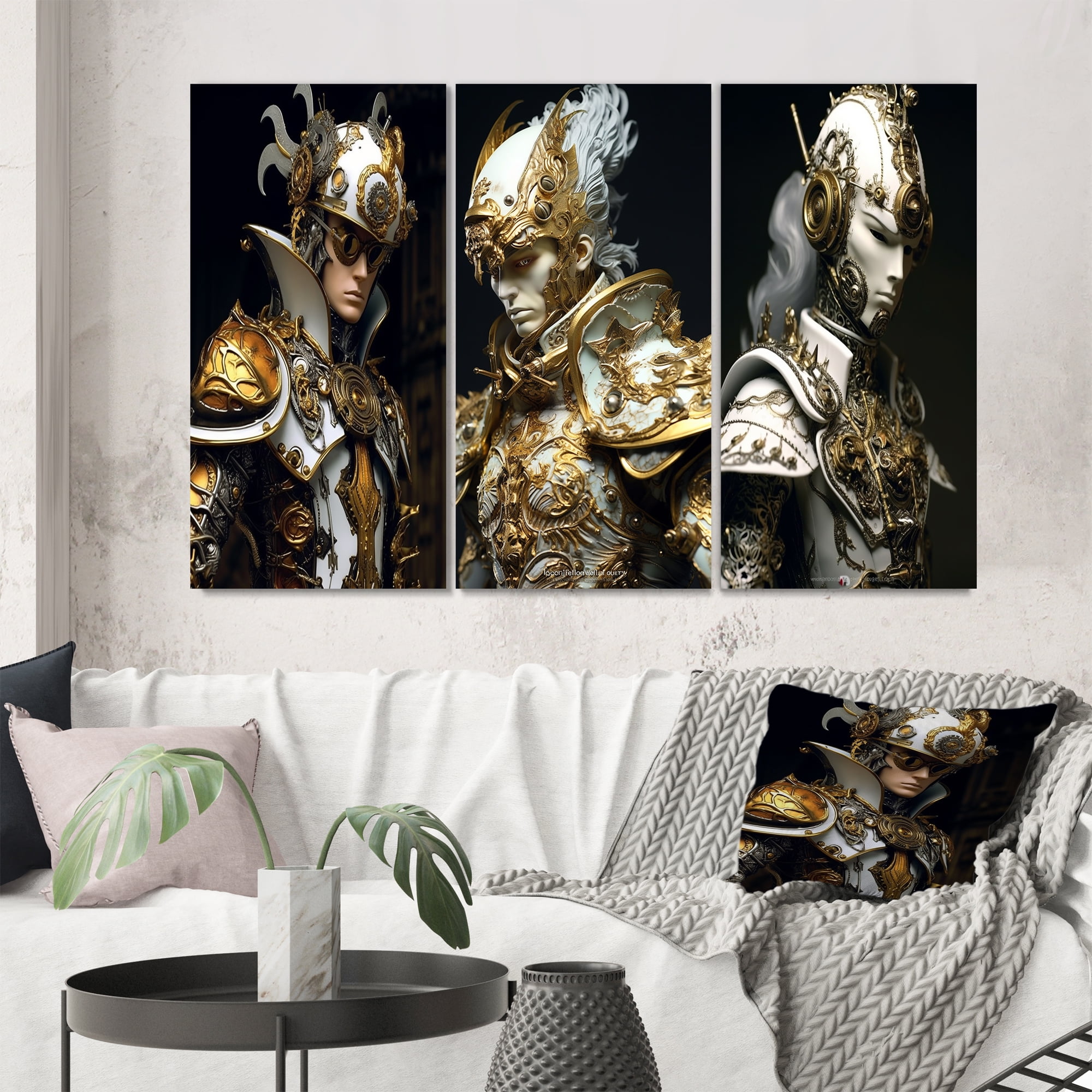 Designart "Sci-Fi Portrait Cyborg Soldier in White & Gold II" Robot ...