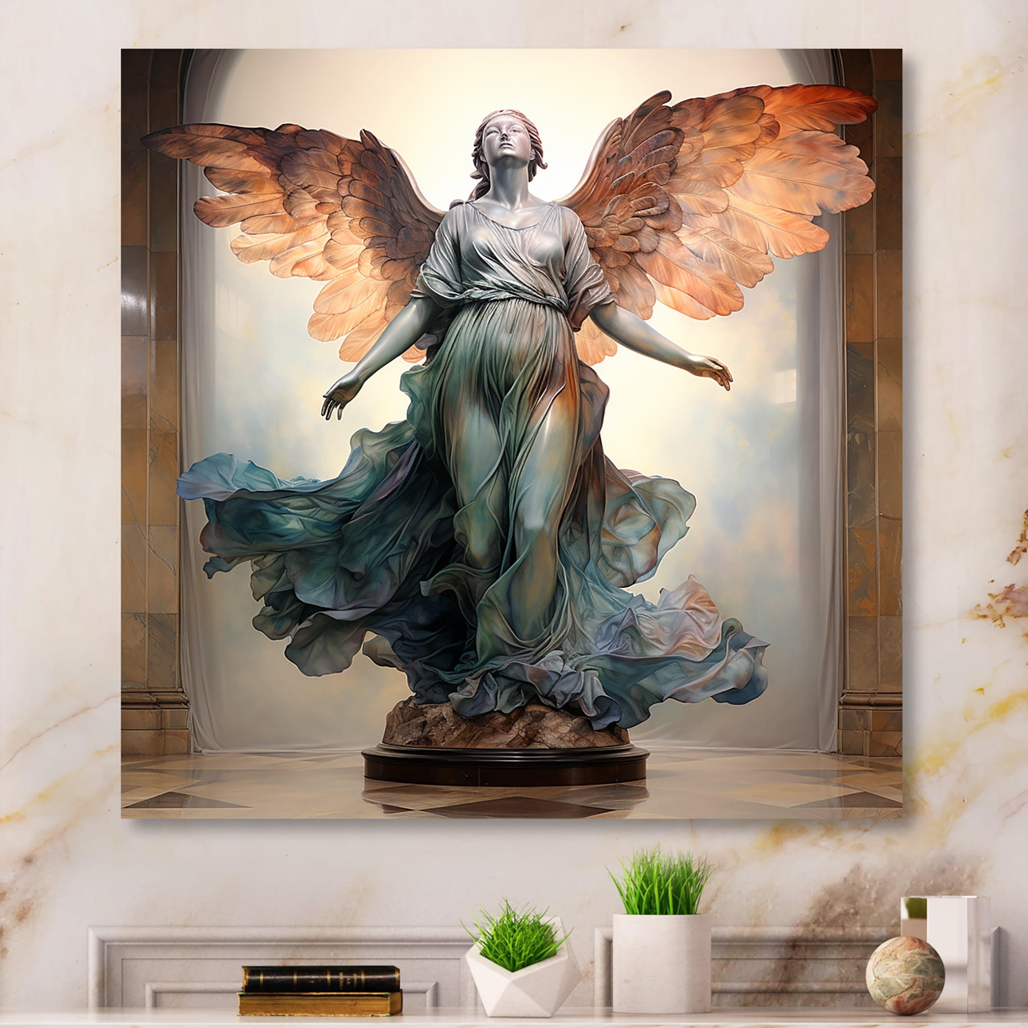 Designart "Sculpted Serenity In Angelic Christian Art" Christianity ...