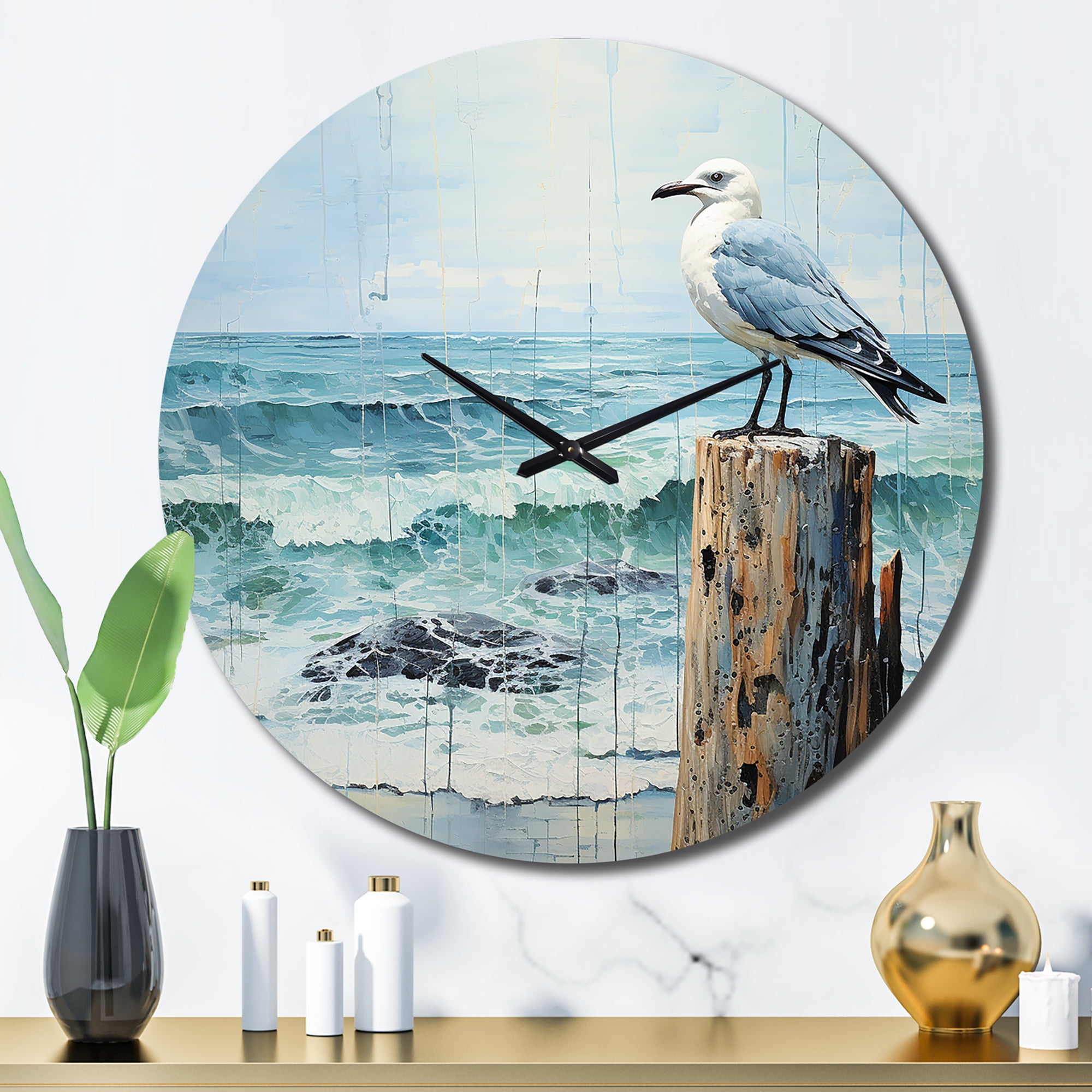 Designart "Seagull Seagull silence Pointillism I" Animals Oversized ...