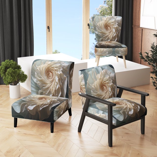 Designart "Seashell Monochromatic II" White Animals Upholstered Accent ...