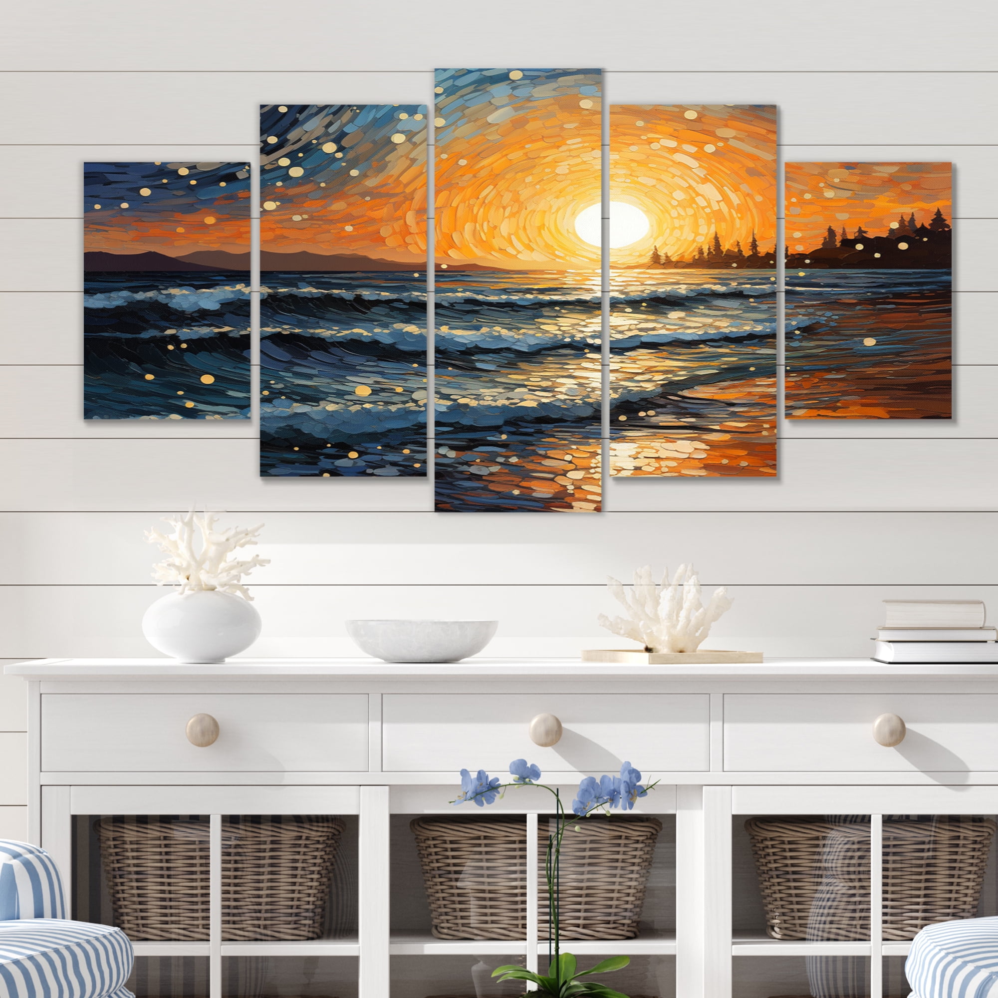 Designart "Seashore Gilded Shores X Snapshot IX" Nautical & Beach Metal ...
