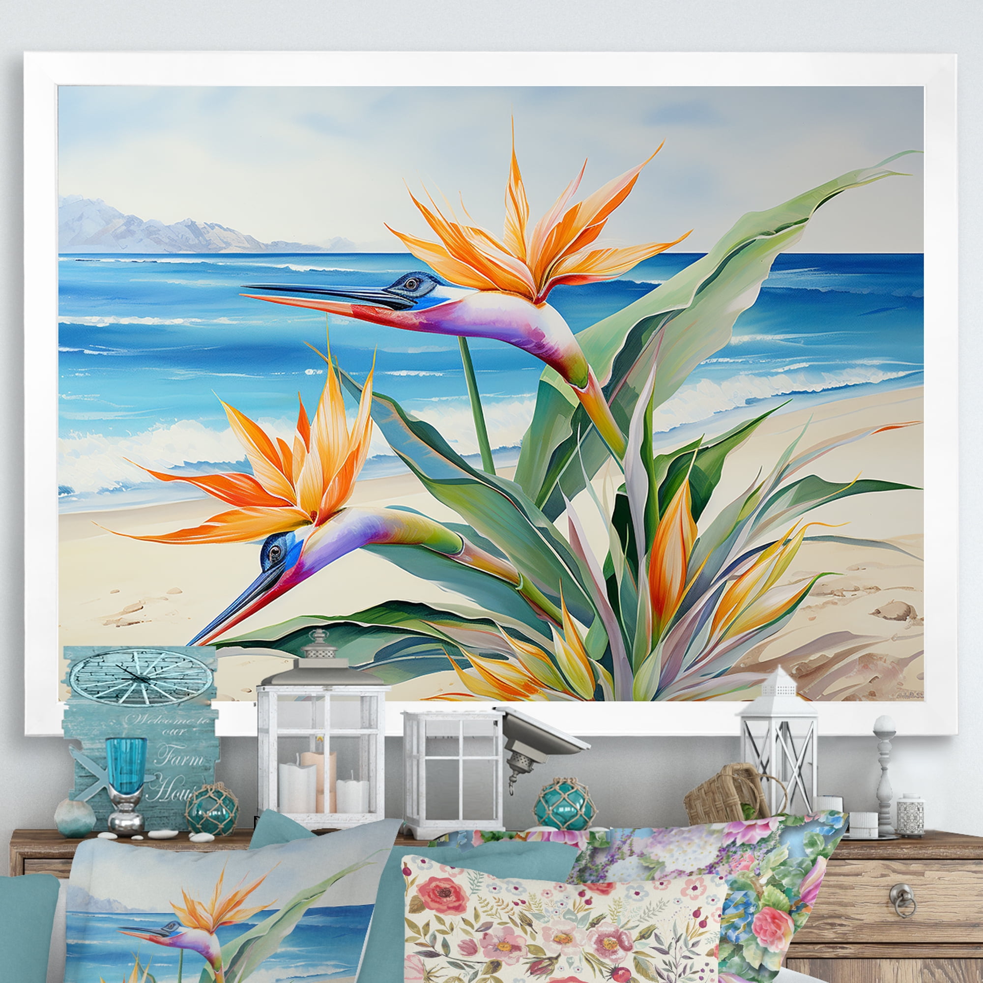 Designart "Seaside Birds Of Paradise I" Birds Of Paradise Picture ...