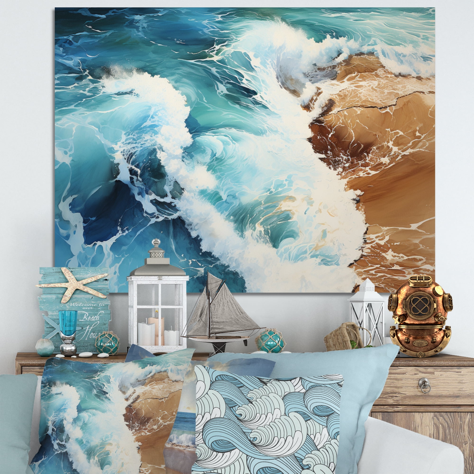 Designart "Seaside Reflections Beach Photo X" Nautical & Beach Wall Art ...