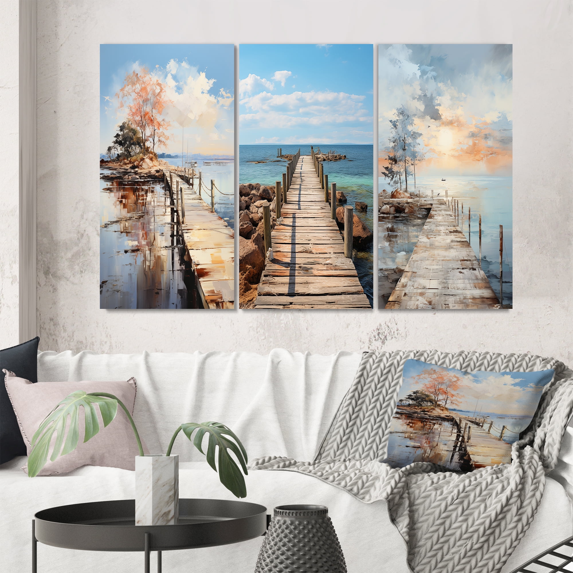 Designart "Seaside Serenity Capturing Piers and Docks I" Nautical ...