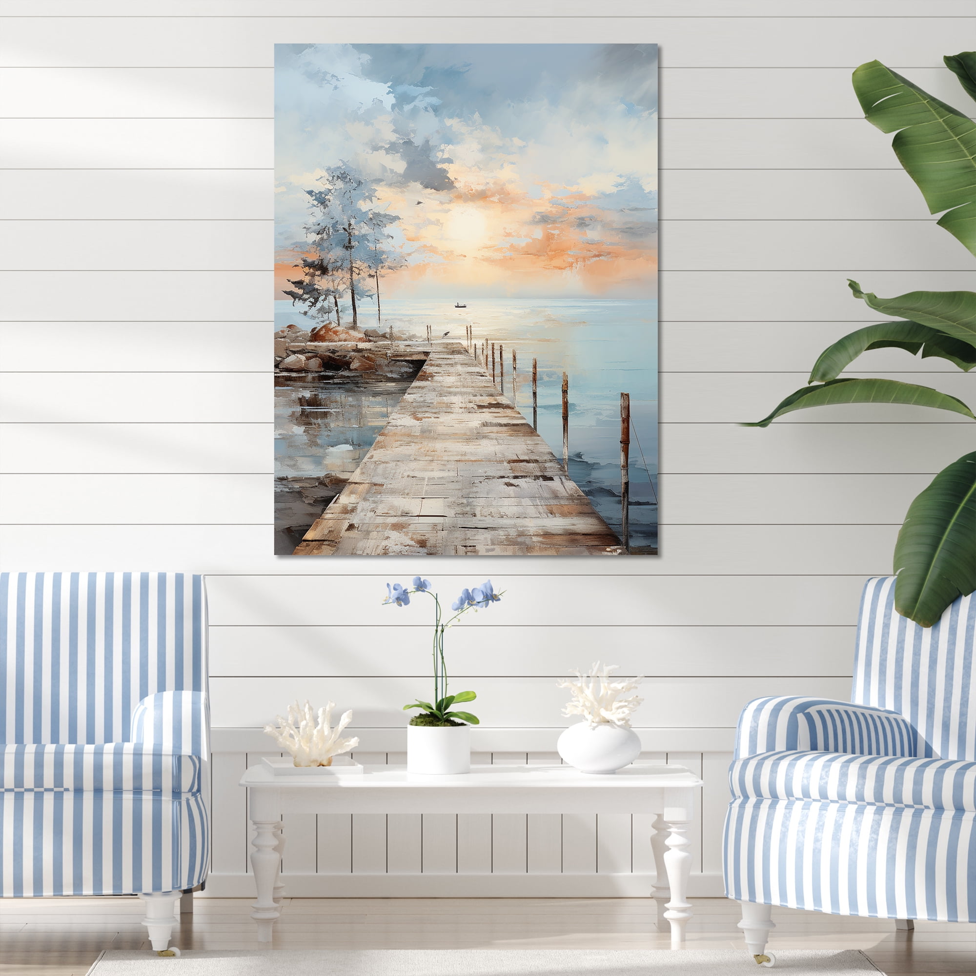 Designart "Seaside Serenity Capturing Piers and Docks III" Nautical ...