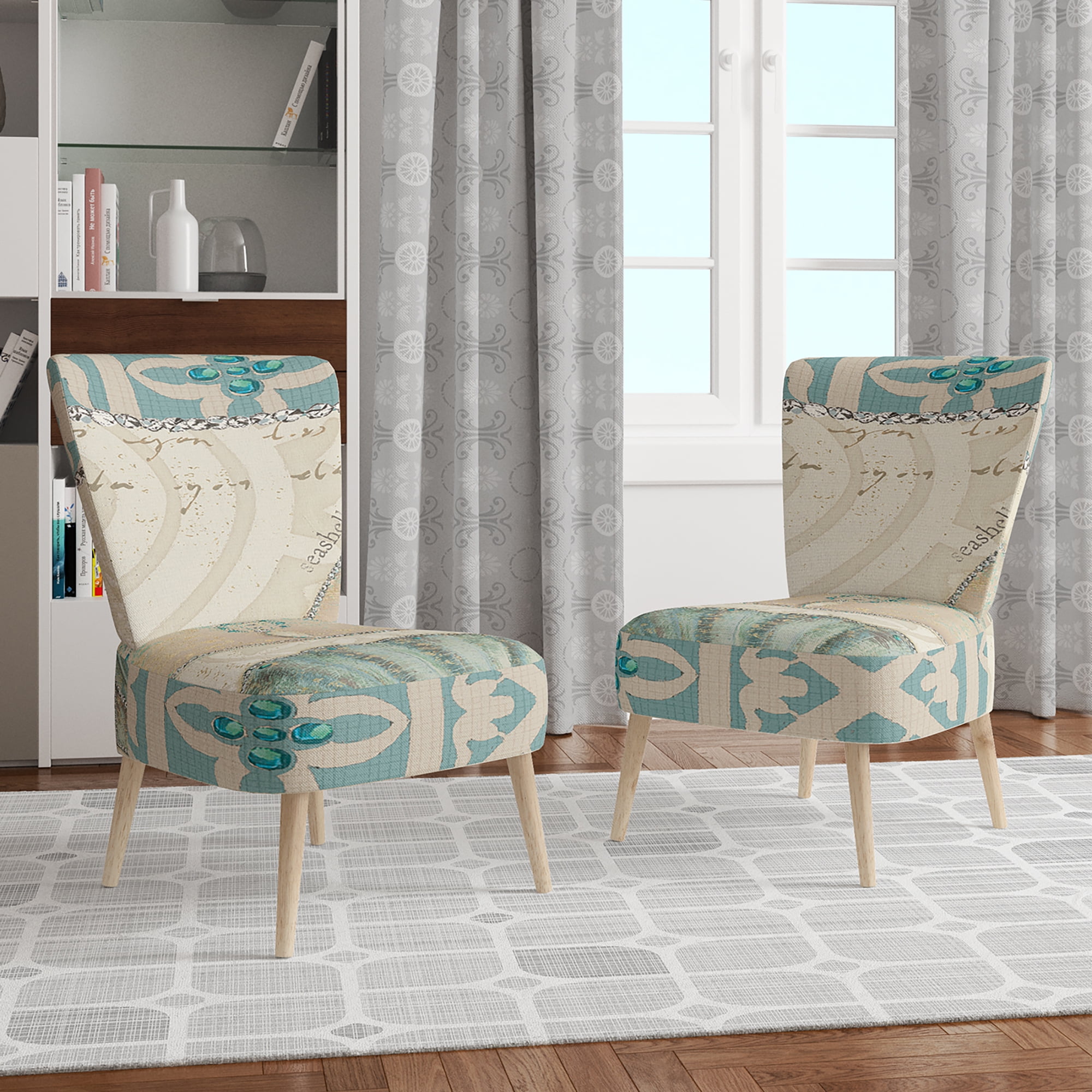 Designart "Seastar And Blue Sea Shell II" Upholstered Nautical ...