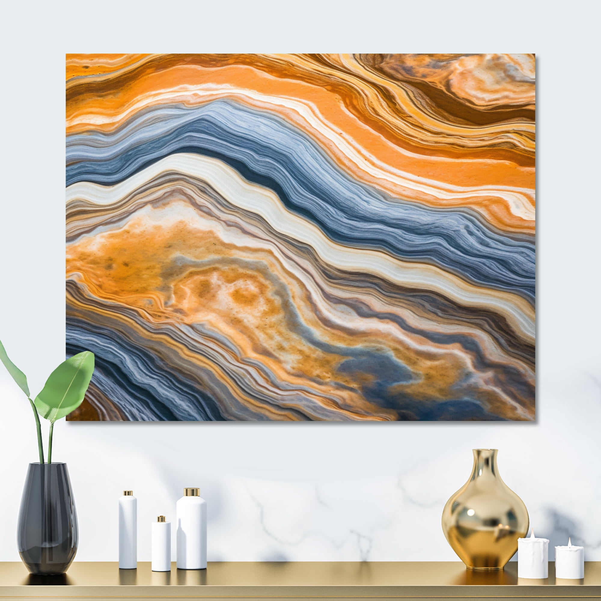 Designart "Segmented Layers of Marbled Rock I" Fractals Metal Art ...