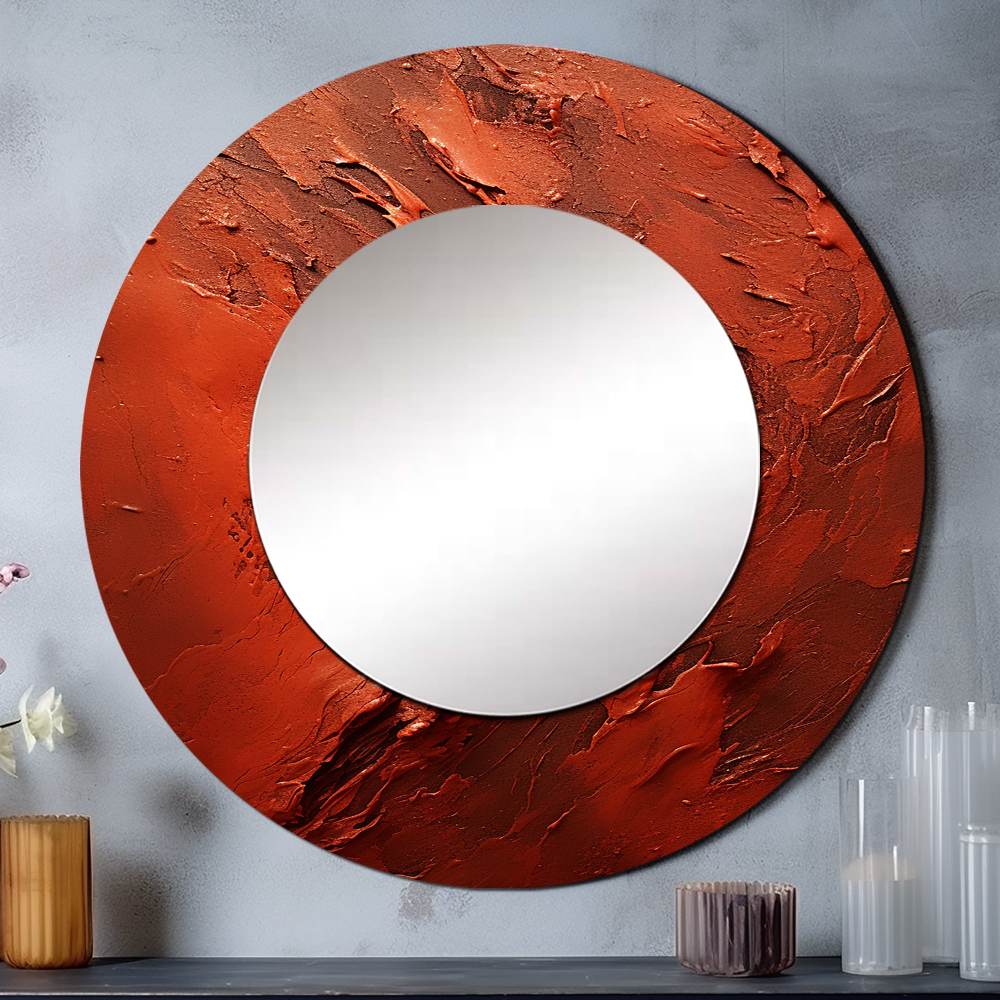 Designart "Semi-Sweet Artistry I" Abstract Collages Round Mirror Wall ...