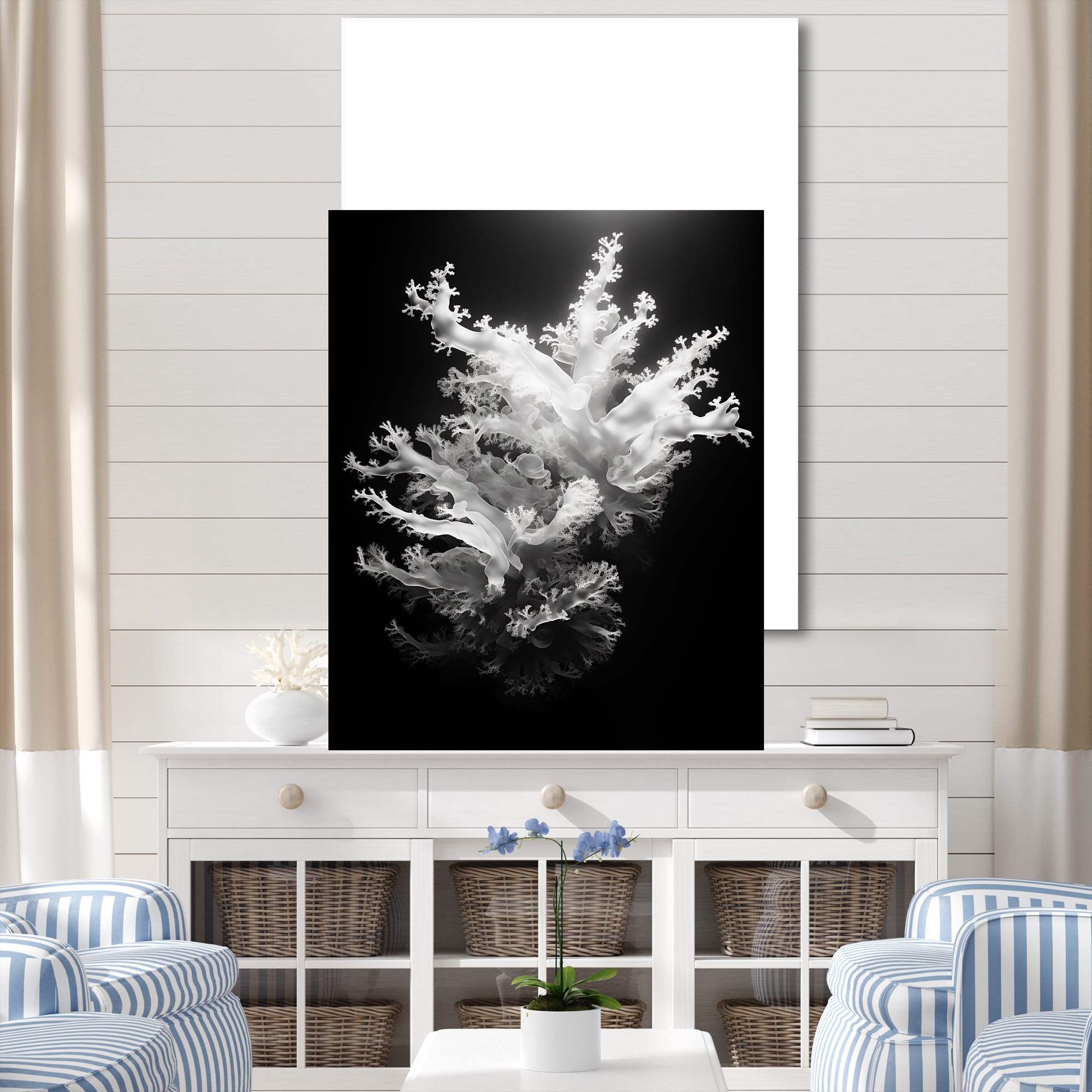 Designart "Serenade Of Aqua Underwater Corals" Coastal Coral Under ...