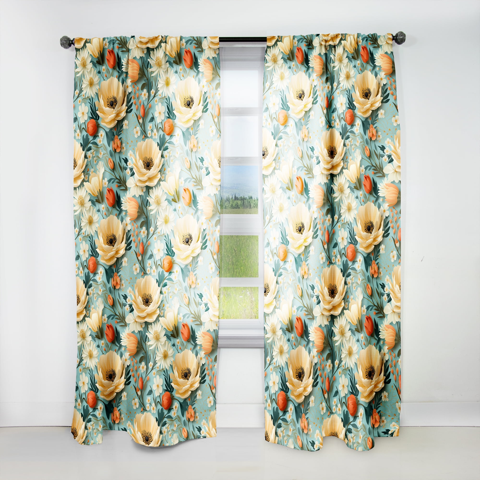 Designart "Serenade Of Funky Florals In Beige Pop Art" Botanical ...