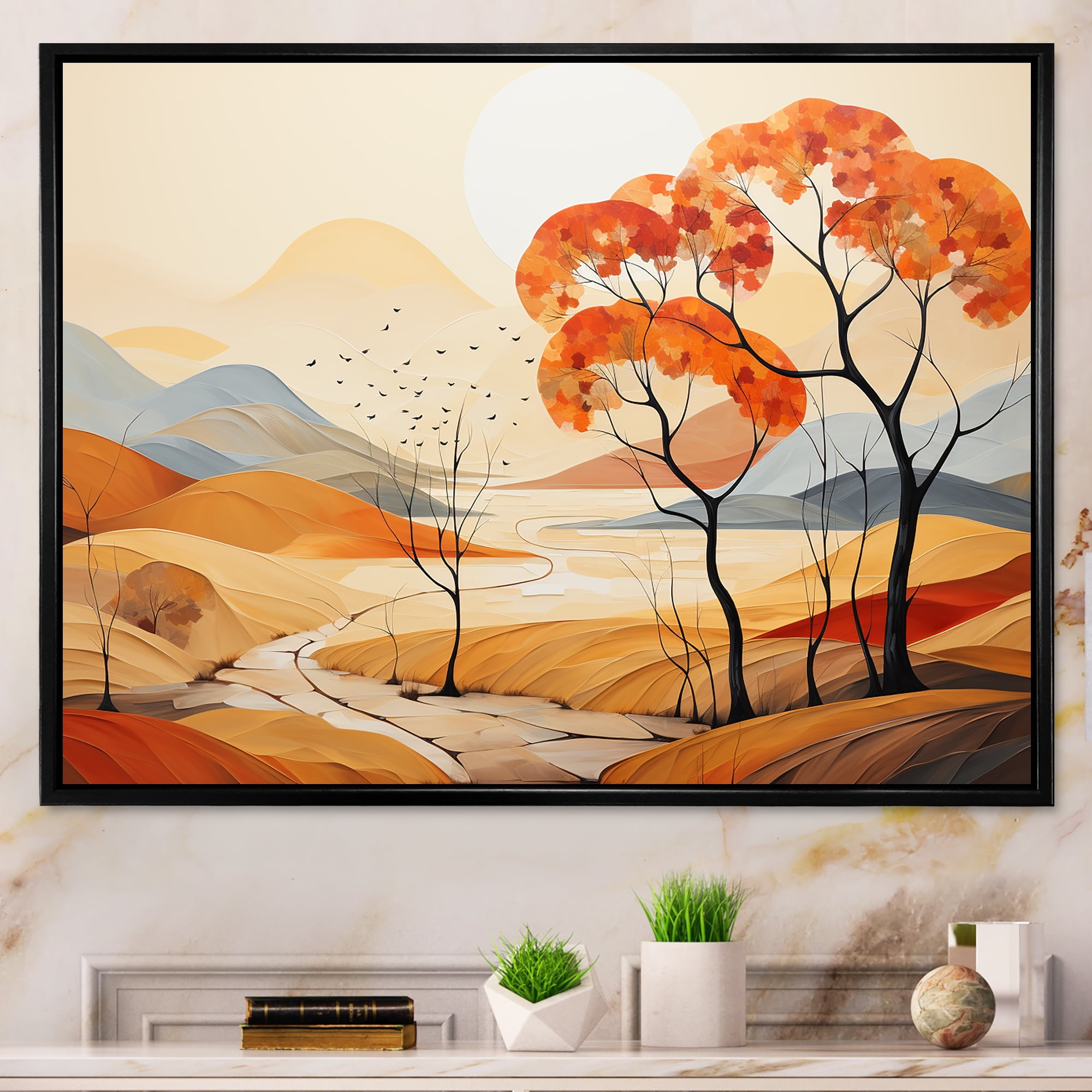 Designart "Serene Autumn Landscape Scene" Abstract Landscape Floater ...
