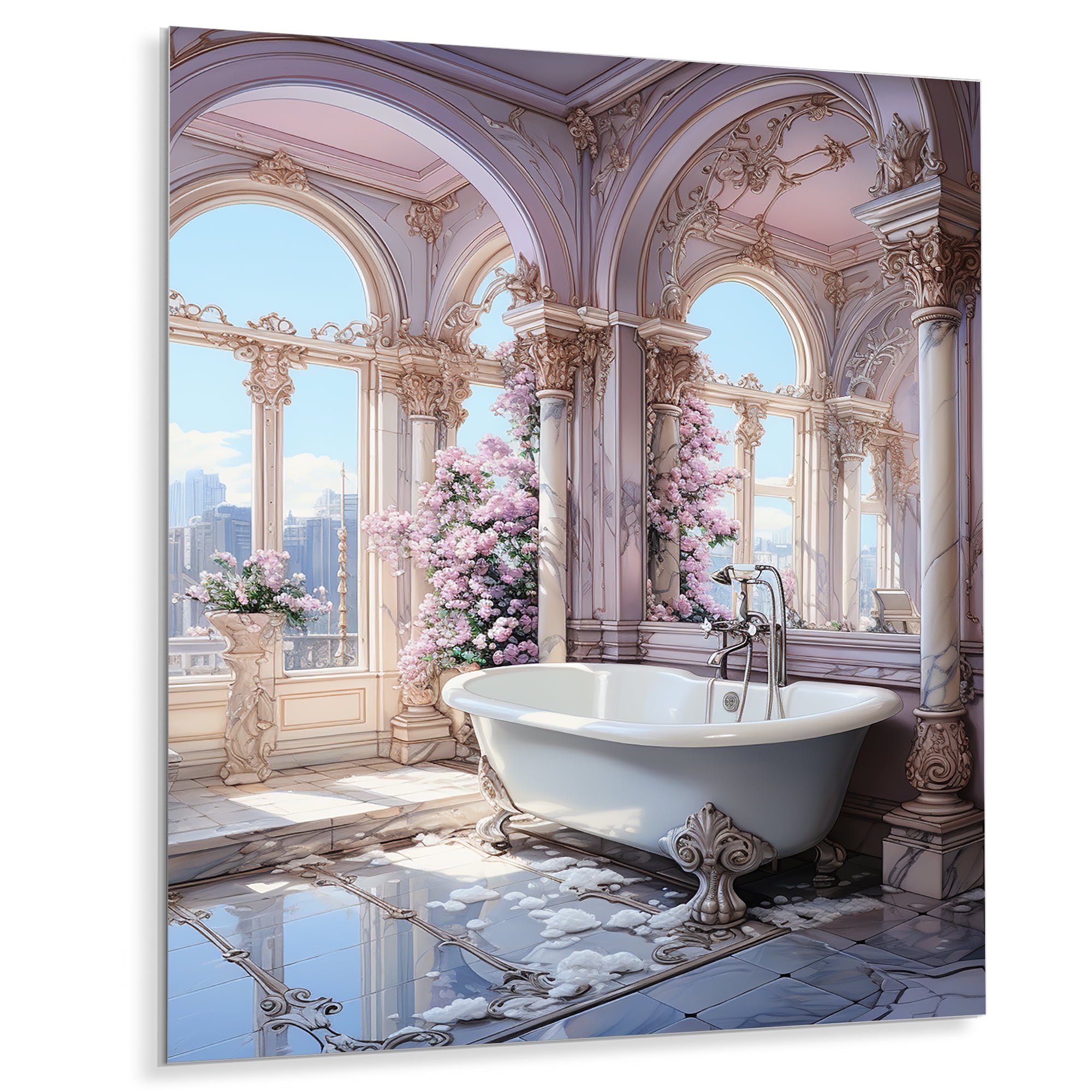 Designart "Serene Pastels in the Bathroom II" Bathroom Metal Wall Decor ...