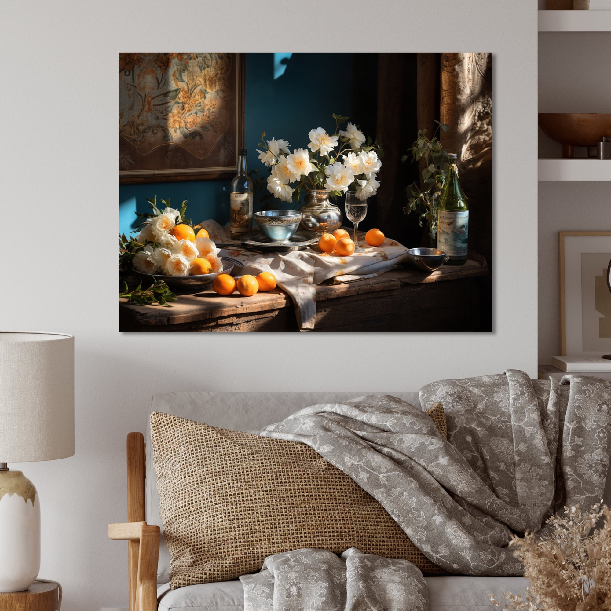 Designart "Serene Still Life with Floral Elements II" Floral Metal Wall ...