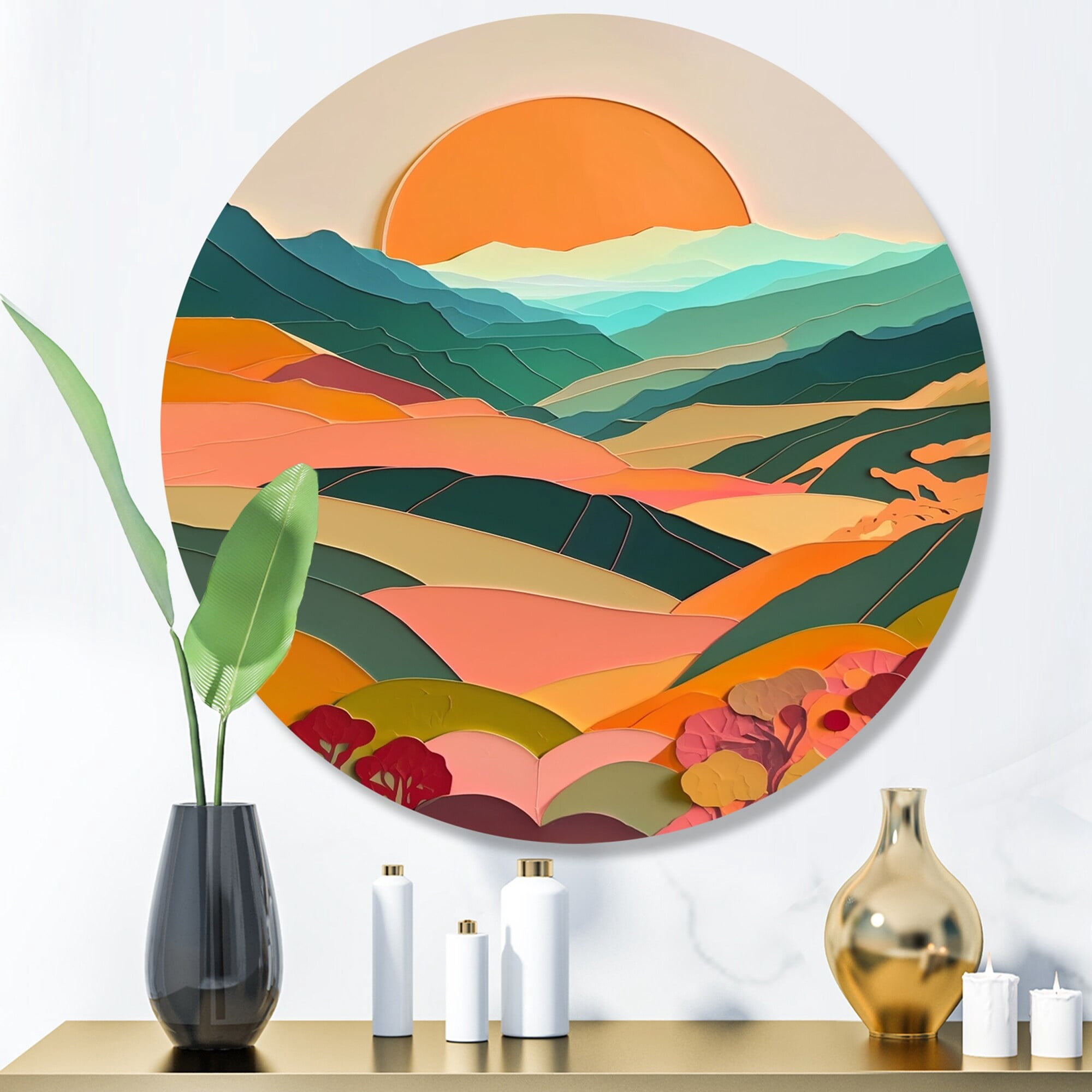 Designart "Serene Sun-Drenched Elegance I" Minimalism Landscape Metal ...