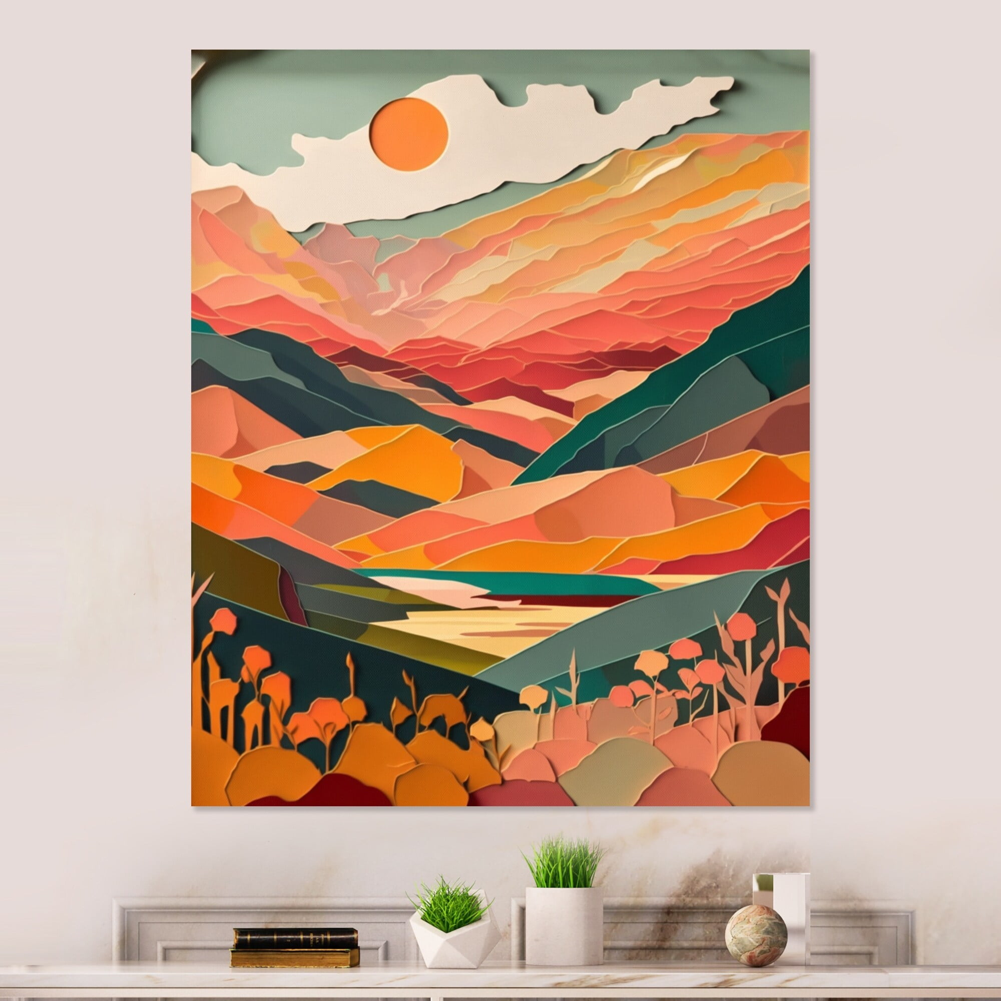 Designart "Serene Sun-Drenched Elegance II" Minimalism Landscape Metal ...
