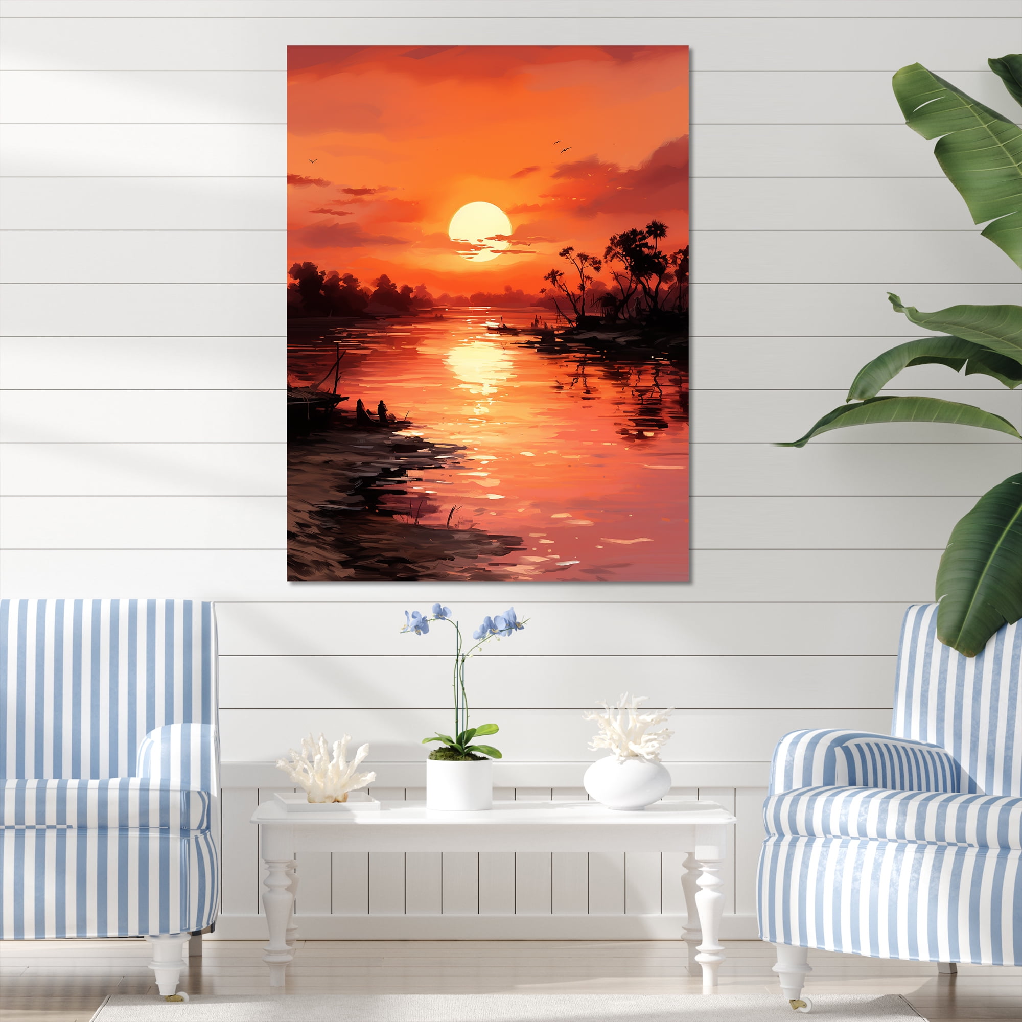 Designart "Serene Sunrise Serenity on Island I" Coastal Canvas Wall Art ...