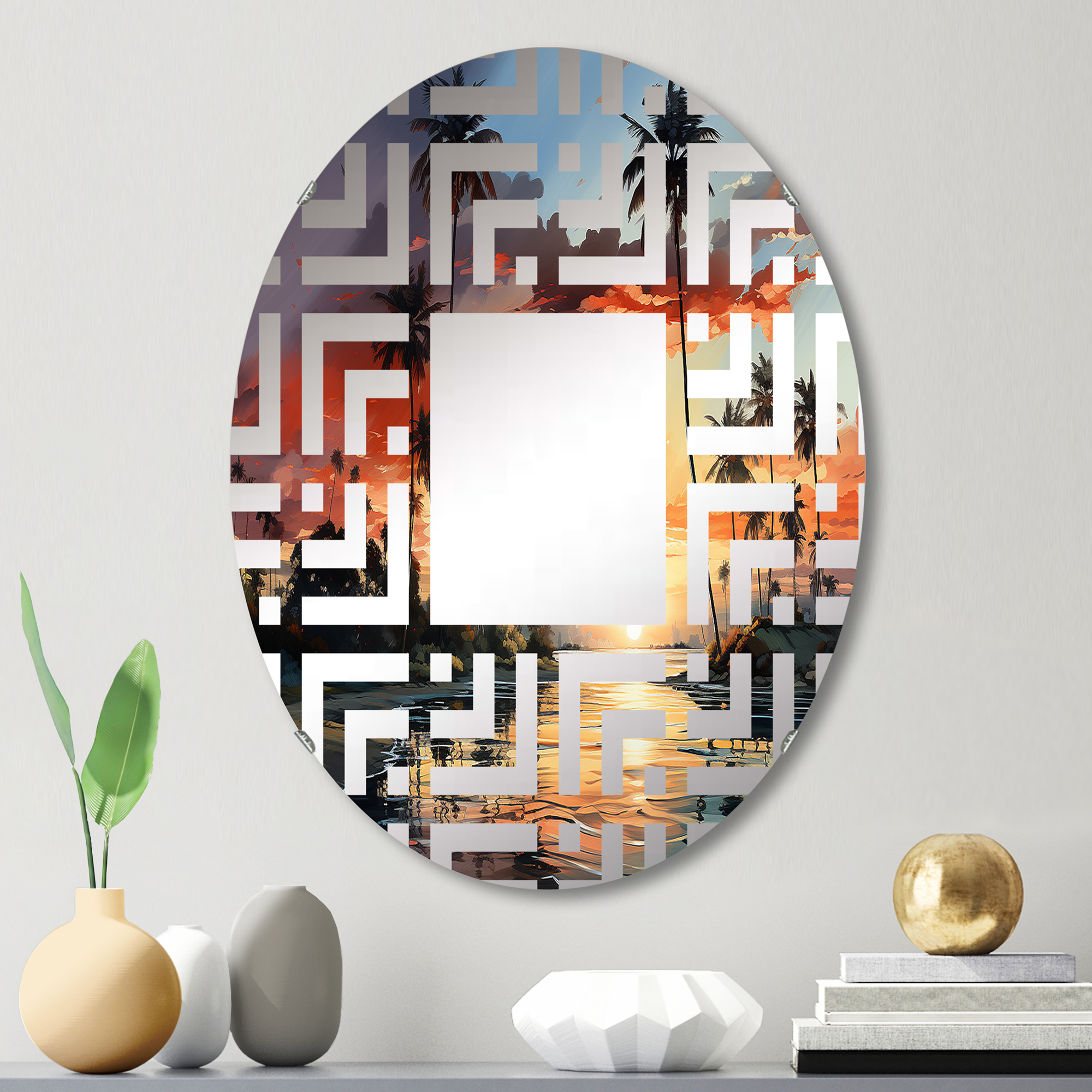 Designart "Serene Sunset with Palms and Palm Trees" Palms & Palm Trees ...