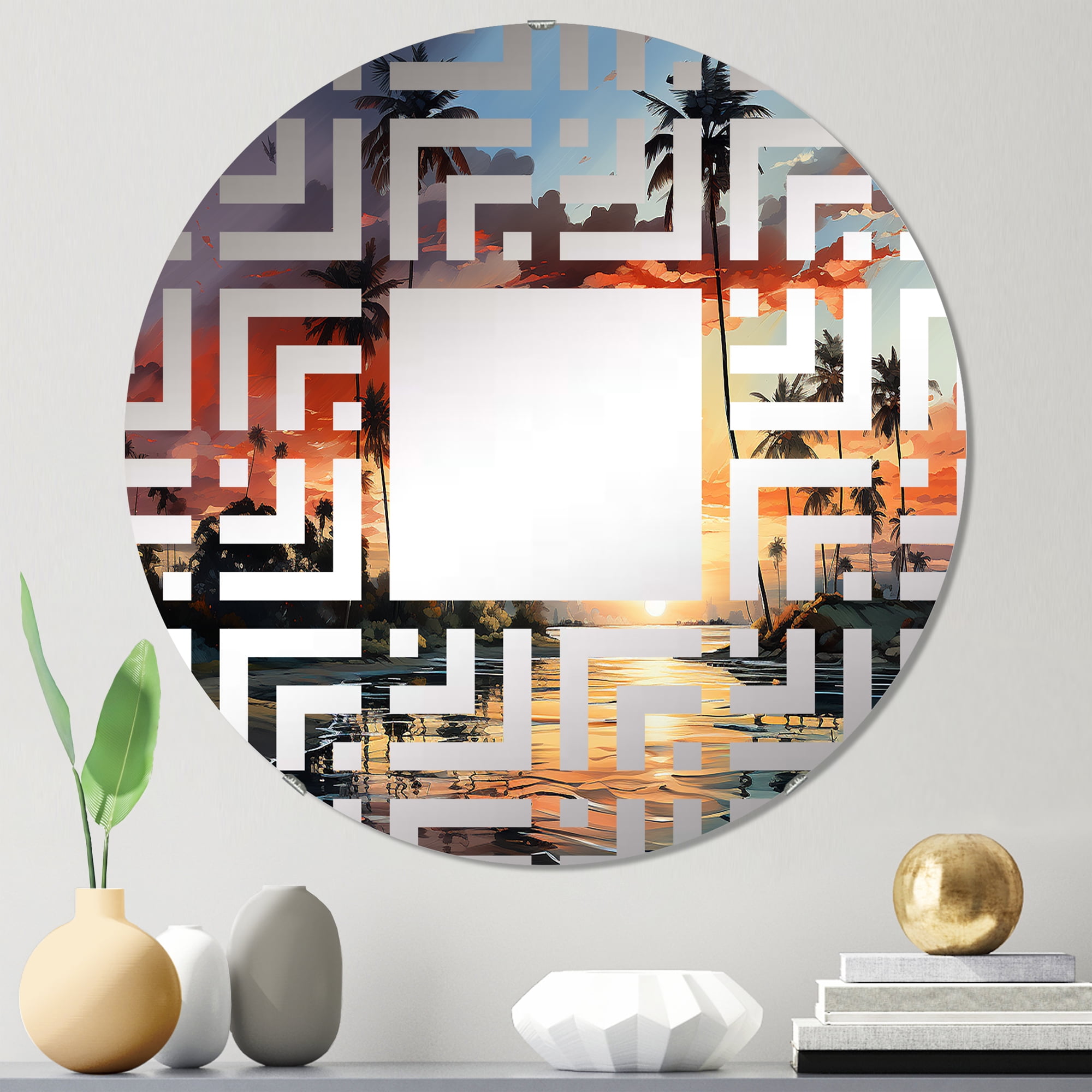 Designart "Serene Sunset with Palms and Palm Trees" Palms & Palm Trees ...