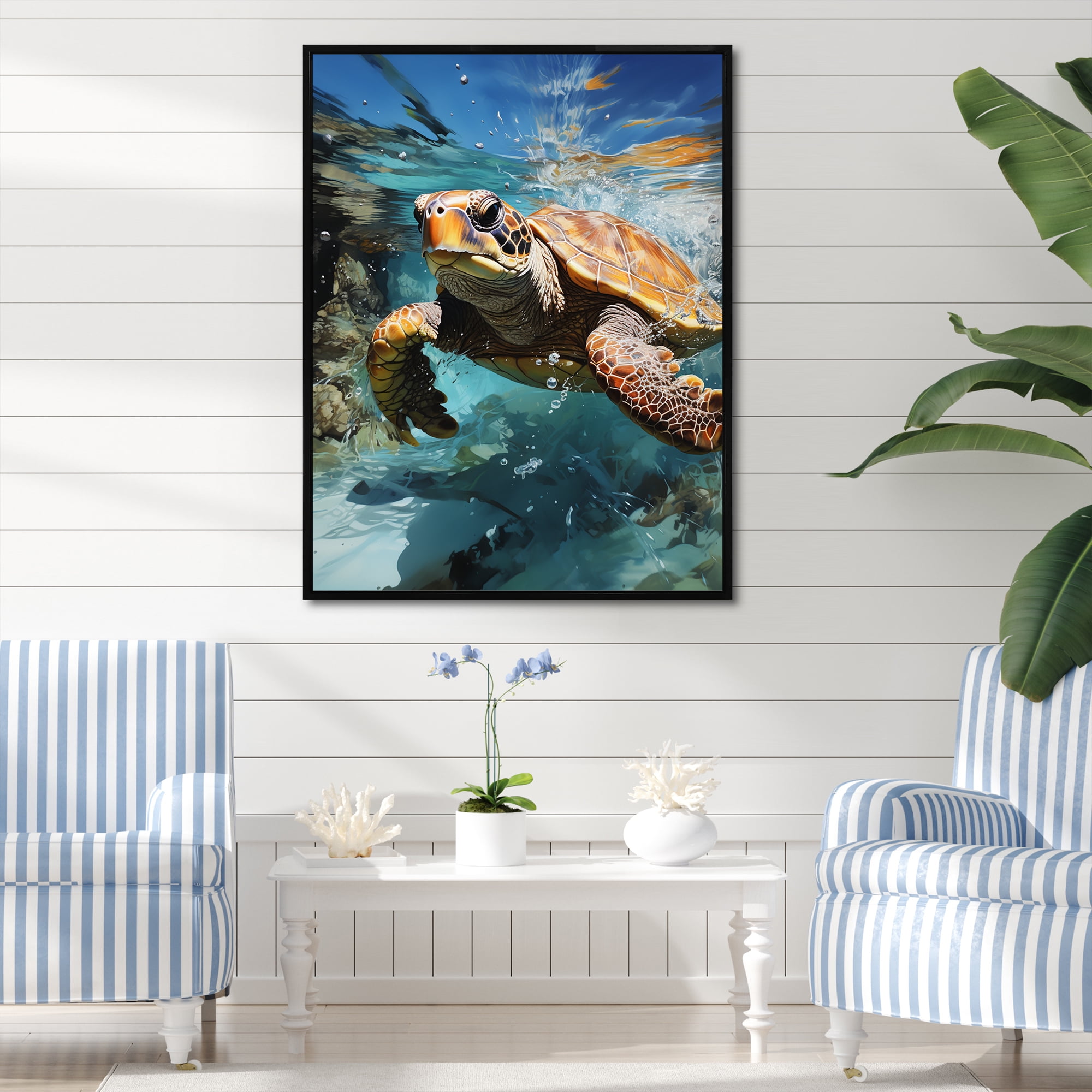Designart "Serene Watercolor Depicting A Turtle By The Coast" Animals ...