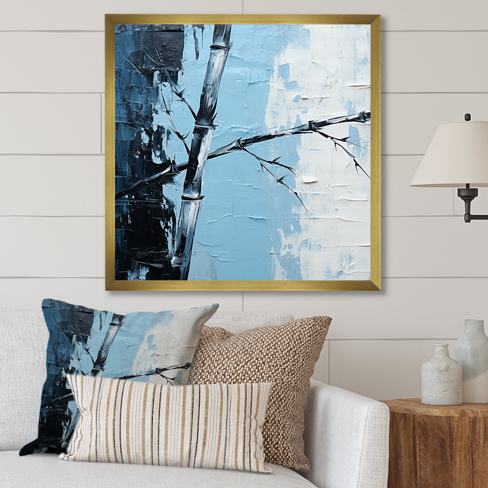 Designart "Serenity Amidst Wild Blue Bamboo IV" Bamboo Picture Framed ...