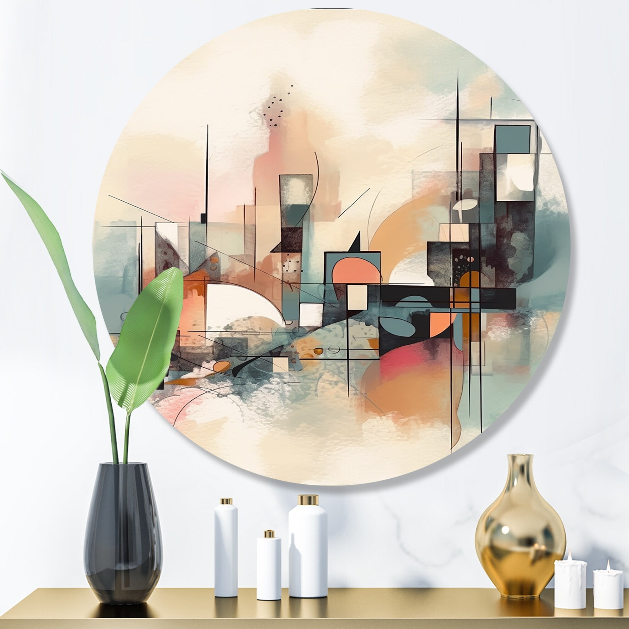 Designart "Serenity Explored Abstract Art I" Modern Geometric Metal ...