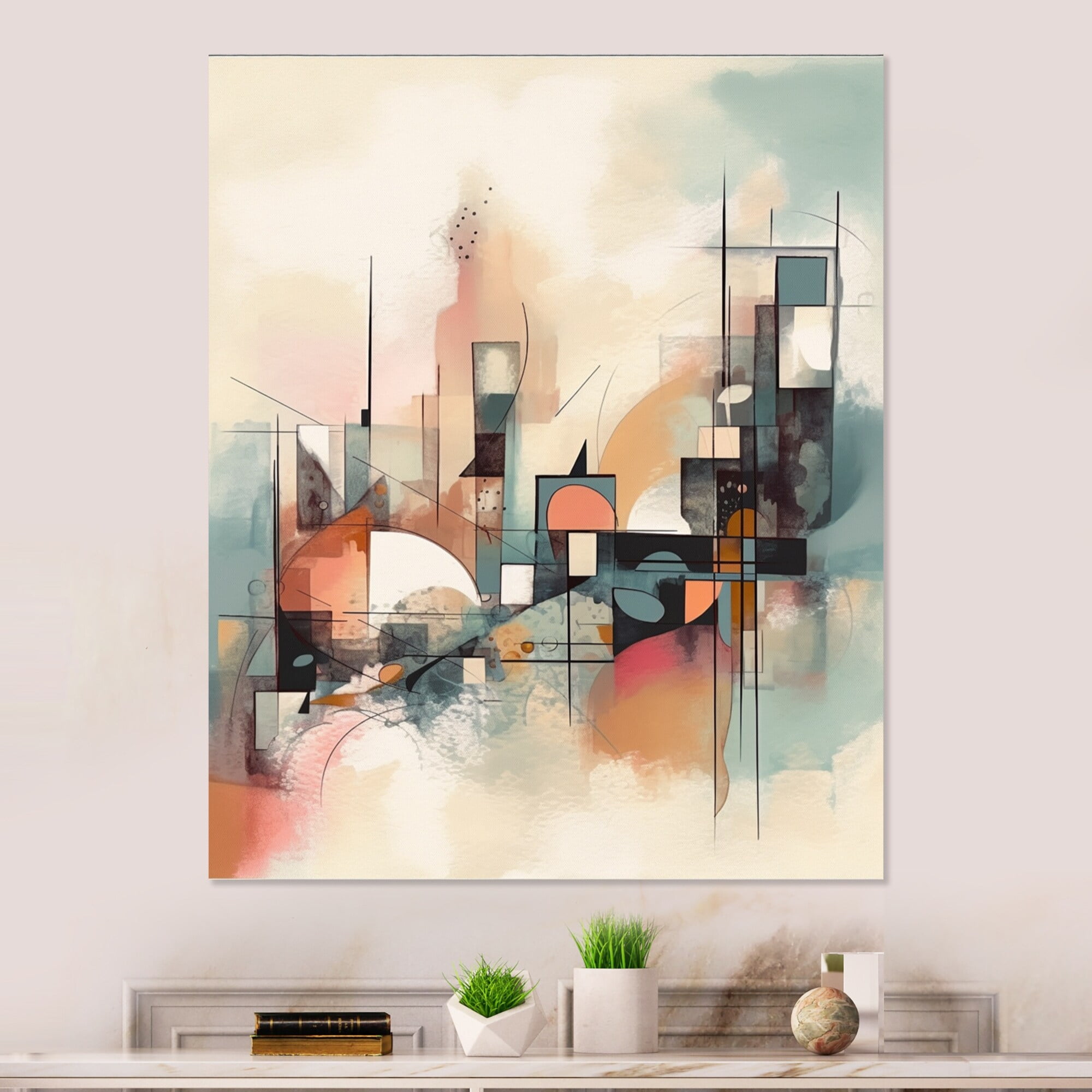 Designart "Serenity Explored Abstract Art I" Modern Geometric Metal ...