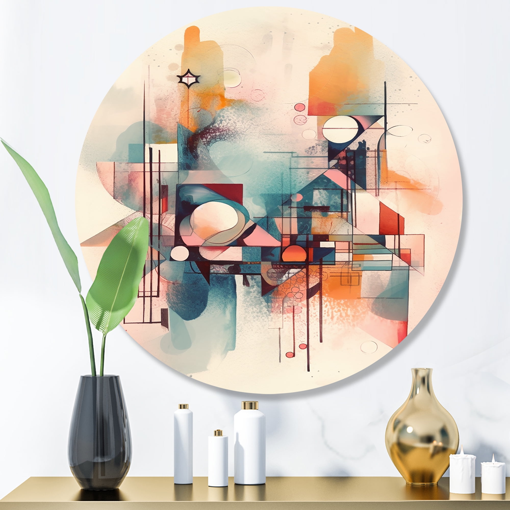 Designart "Serenity Explored Abstract Art II" Modern Geometric Metal ...