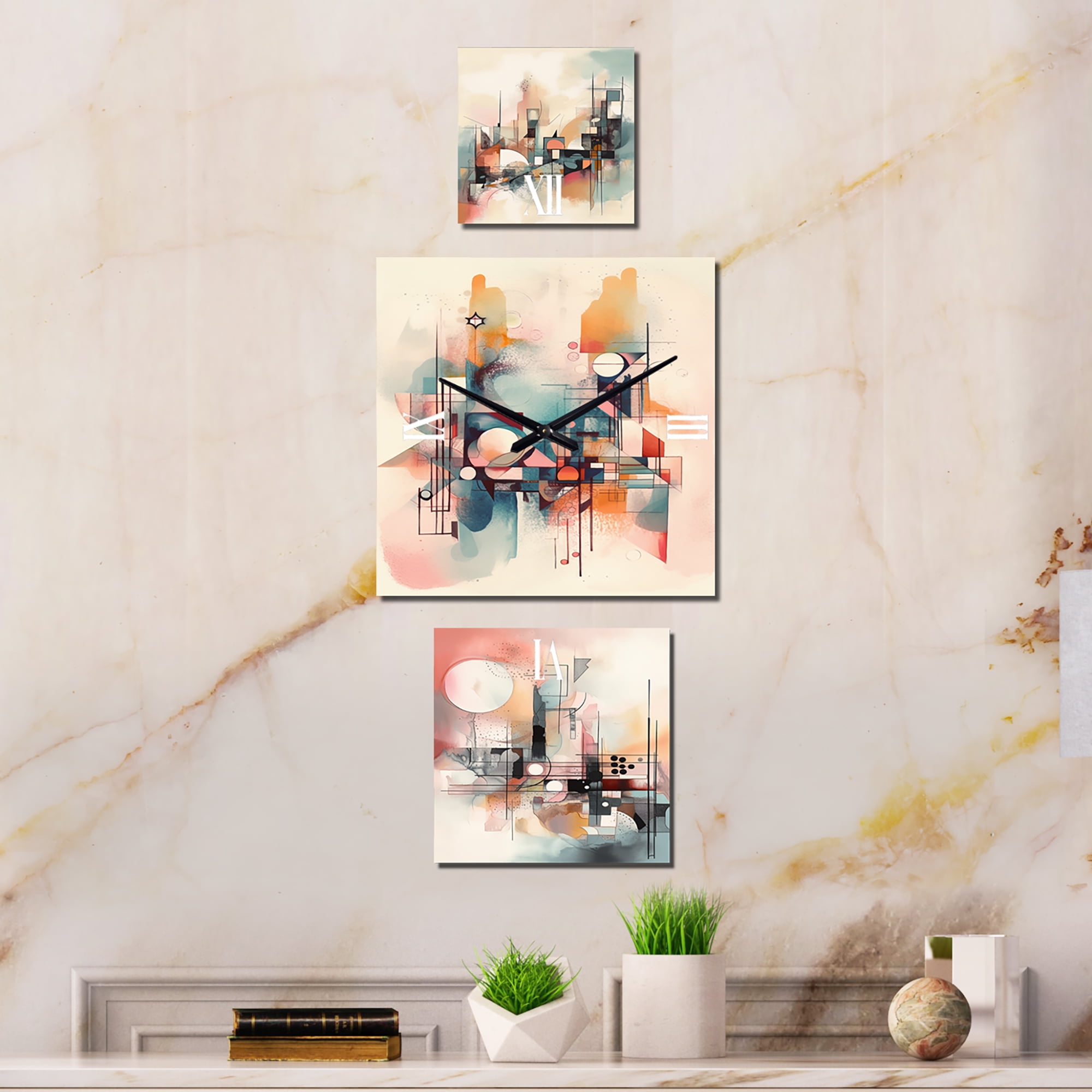 Designart "Serenity Explored Abstract Art III" Geometric Oversized ...